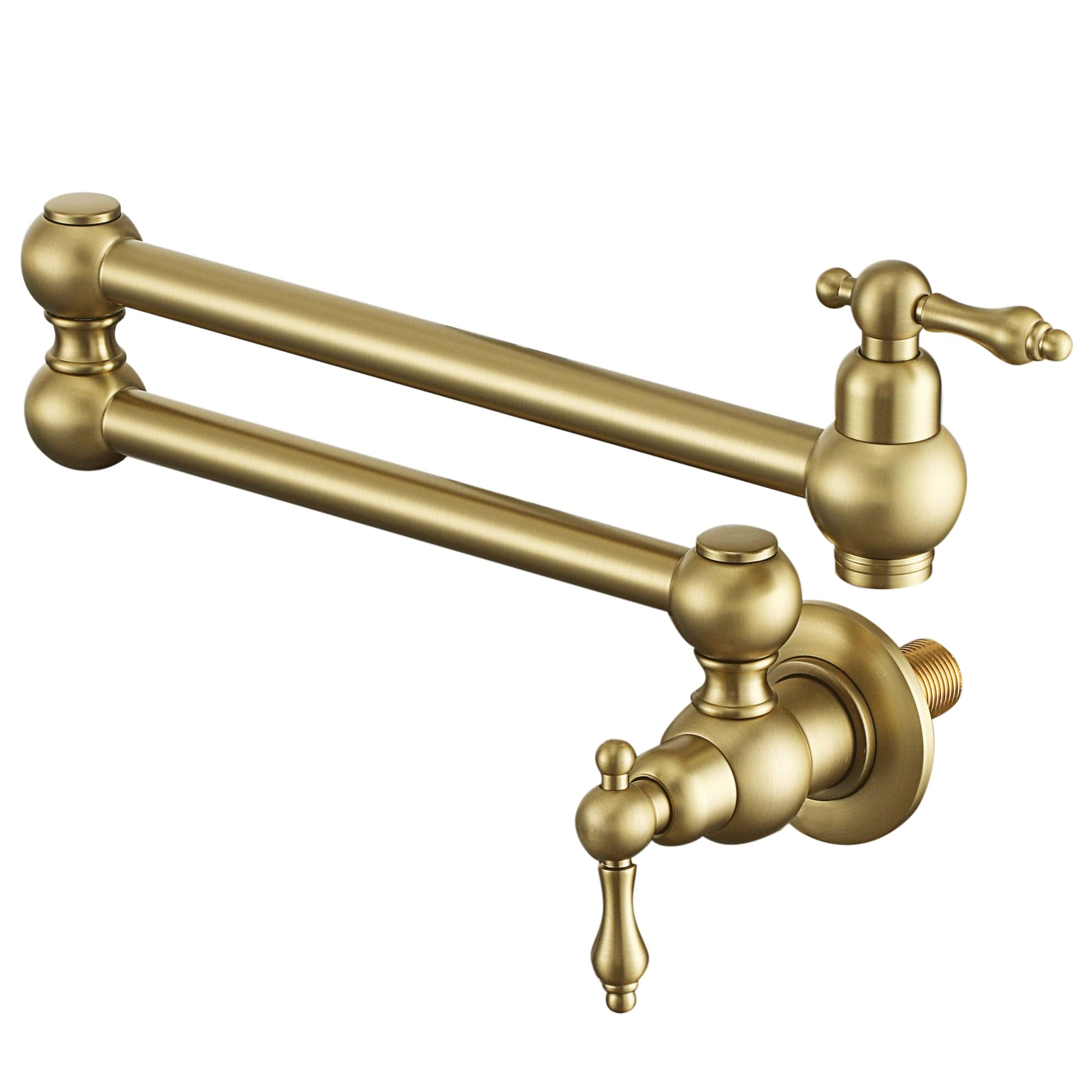 Brushed Gold Pot Filler Faucet, Brass Wall Mount Stove Faucet, Double ...