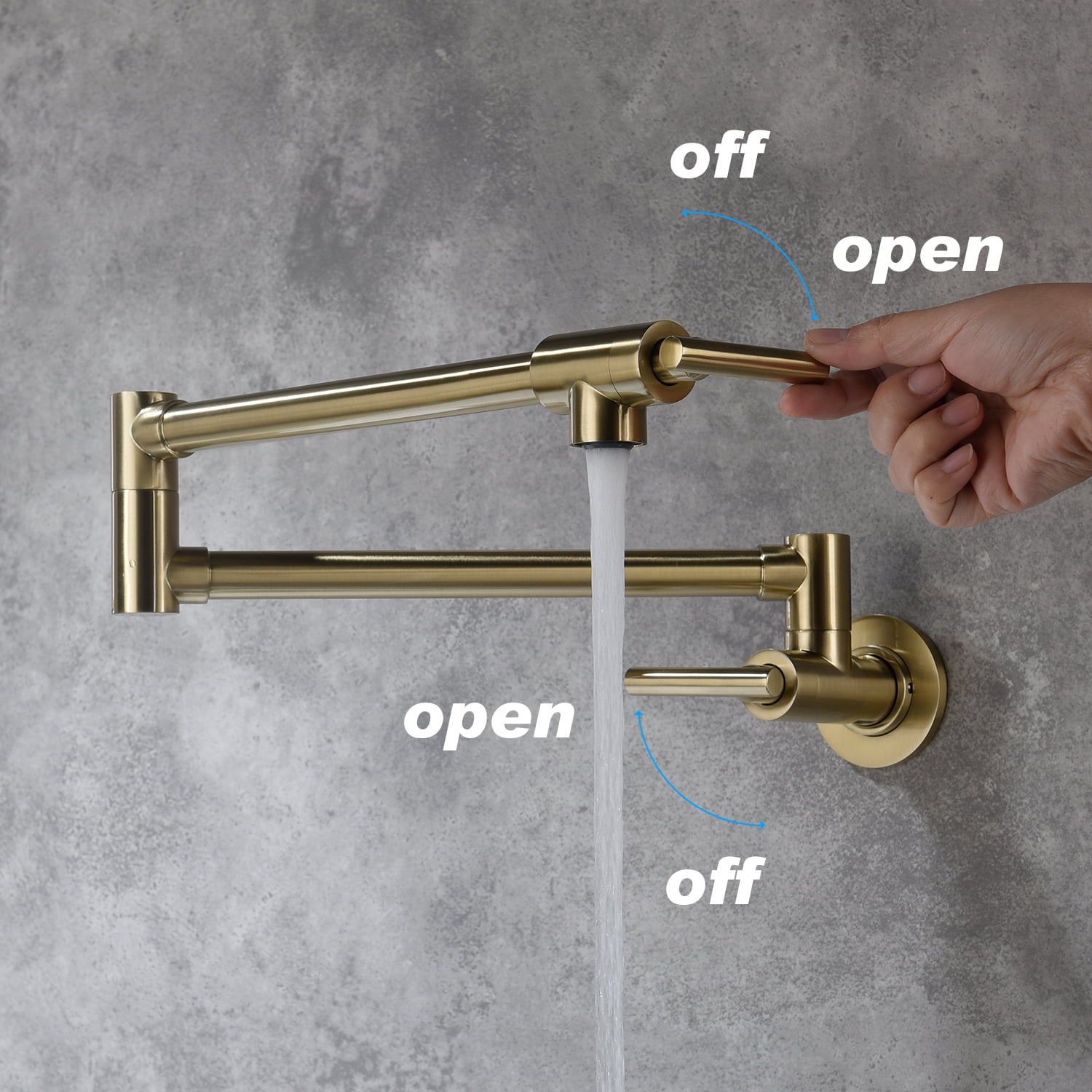 Brushed Gold Pot Filler Faucet, Modern Pot Filler Wall Mount Folding ...