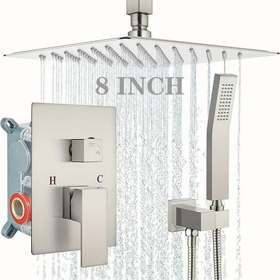 Brushed Gold Rain Shower Faucet Set with 8/10/12/16 Inch Head ...