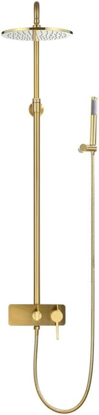 Brushed Gold Rain Shower System, Wall Mounted High Pressure Shower ...