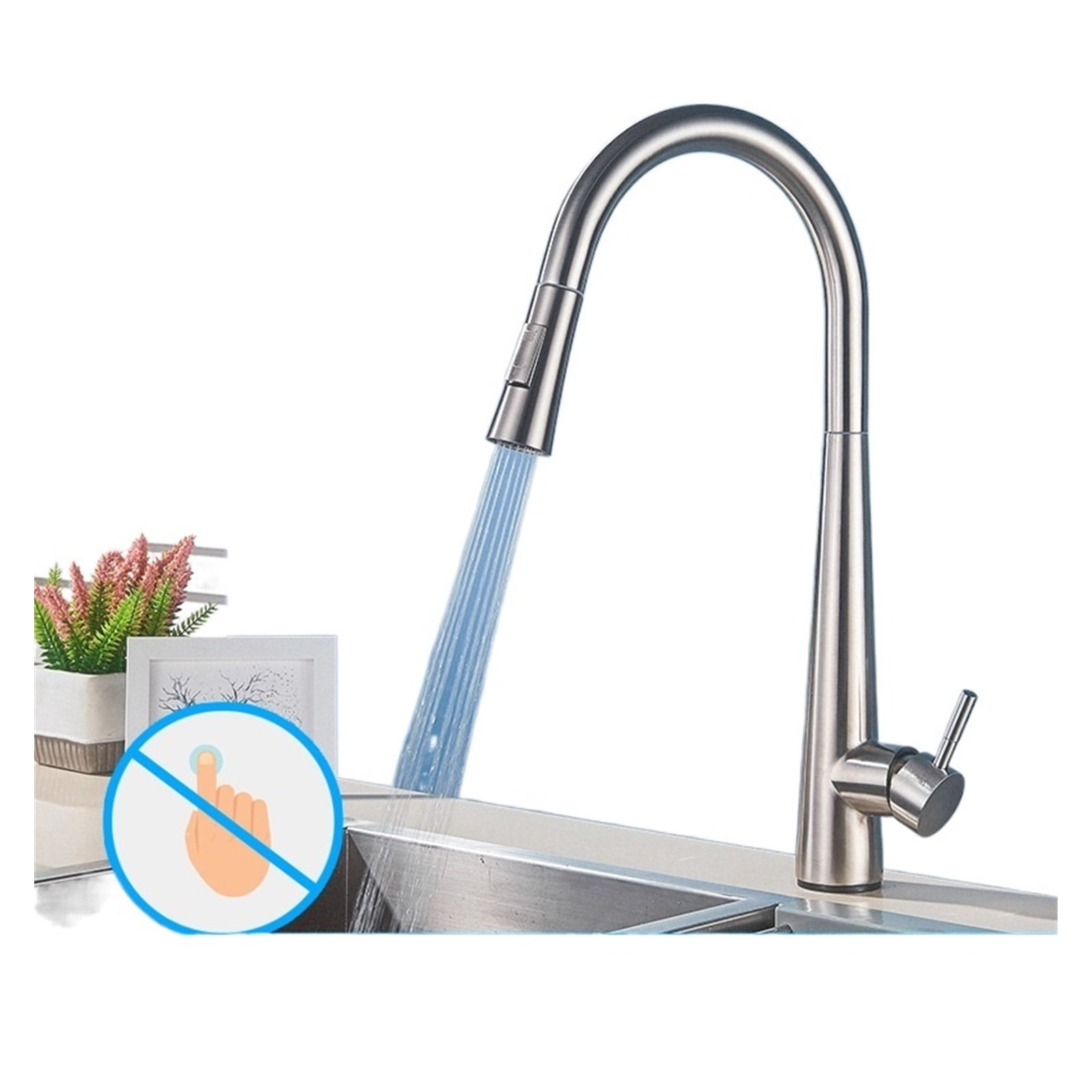 Brushed Gold Sensor Kitchen Faucets Smart Touch Control Inductive ...