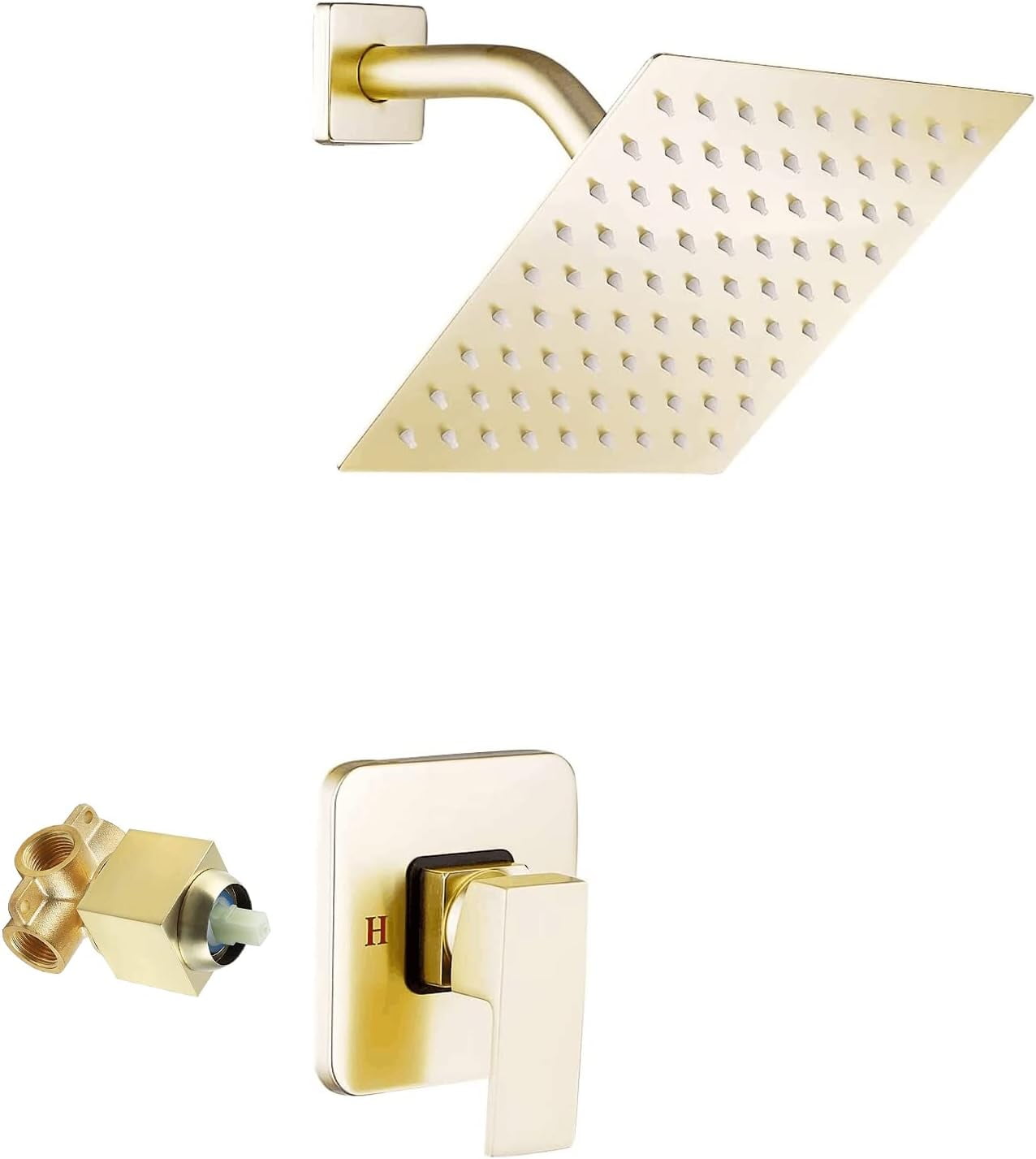 Brushed Gold Shower Faucet Single Function Shower Trim Kit with Rough ...