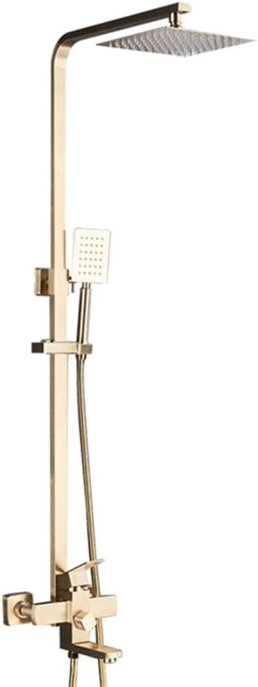 Brushed Gold Shower System with Hot and Cold Water Wall Mounted Exposed ...