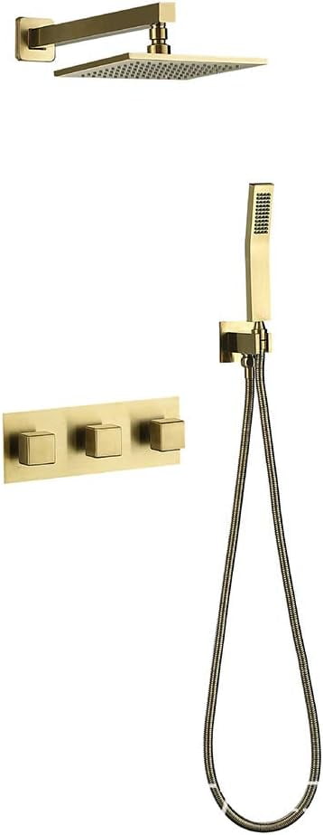 Brushed Gold Shower System Wall Mounted Concealed Shower Combo Set ...