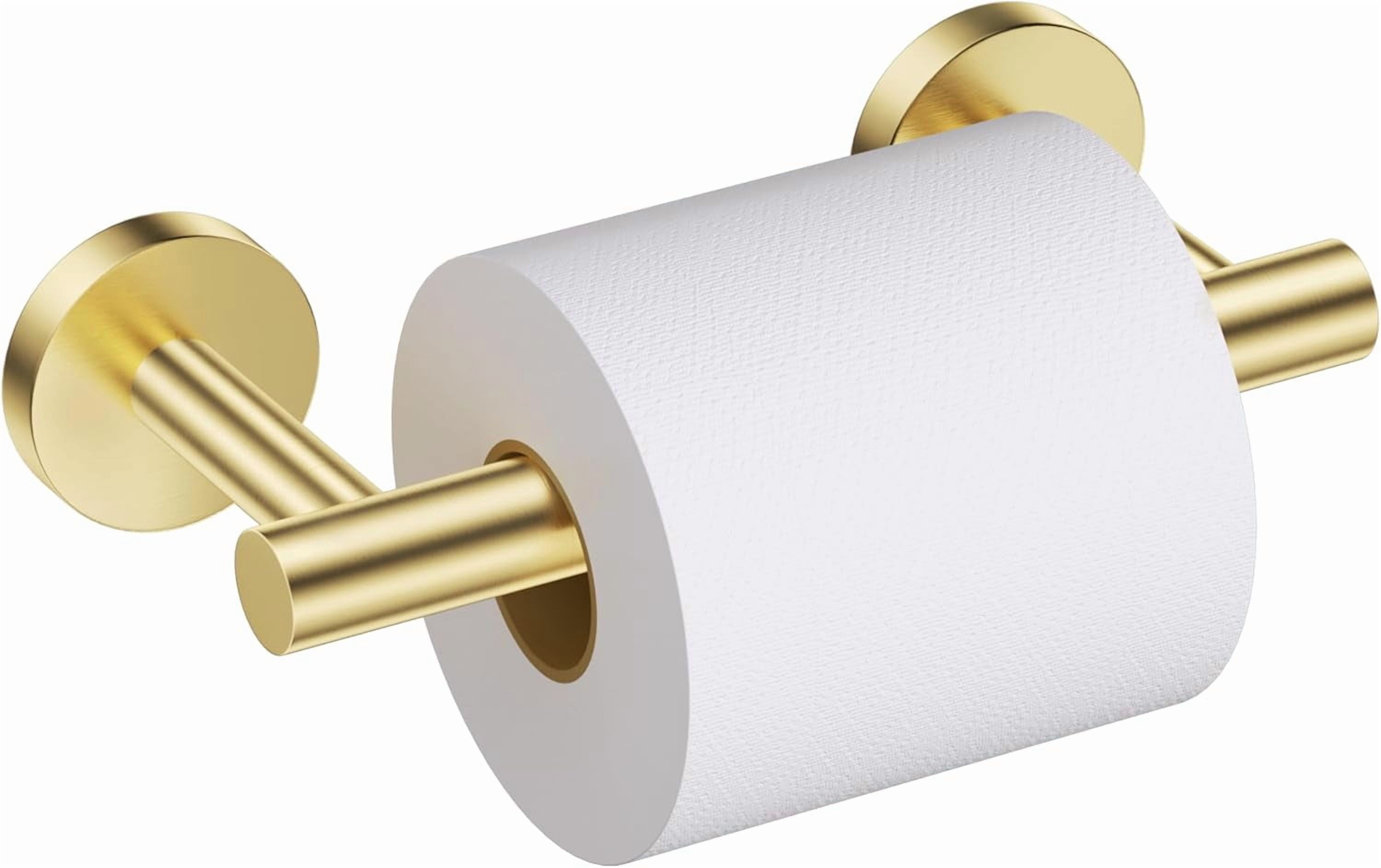Brushed Gold Toilet Paper Holder Wall Mount, Double Base Large Toilet ...