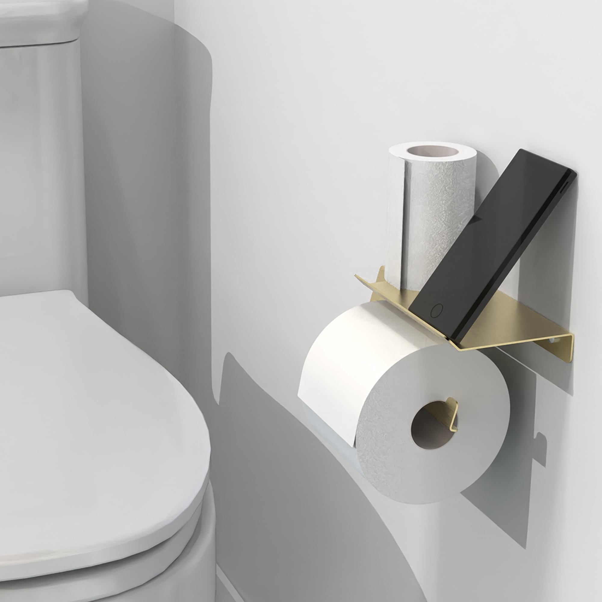 Rust-Proof Toilet Paper Holder with Phone Shelf, for Mega Rolls & Wet ...