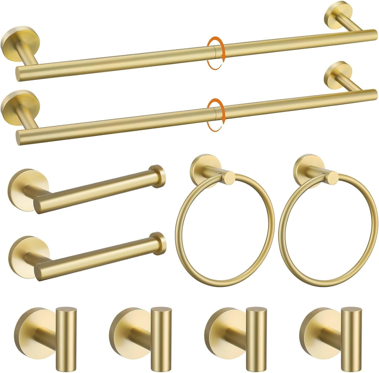 Brushed Gold Towel Bar Set 10 Pieces Bathroom Hardware Accessories Set ...