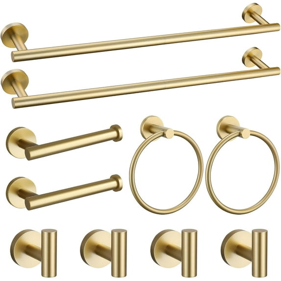 Brushed Gold Towel Bar Set 10 Pieces Bathroom Hardware Accessories Set ...