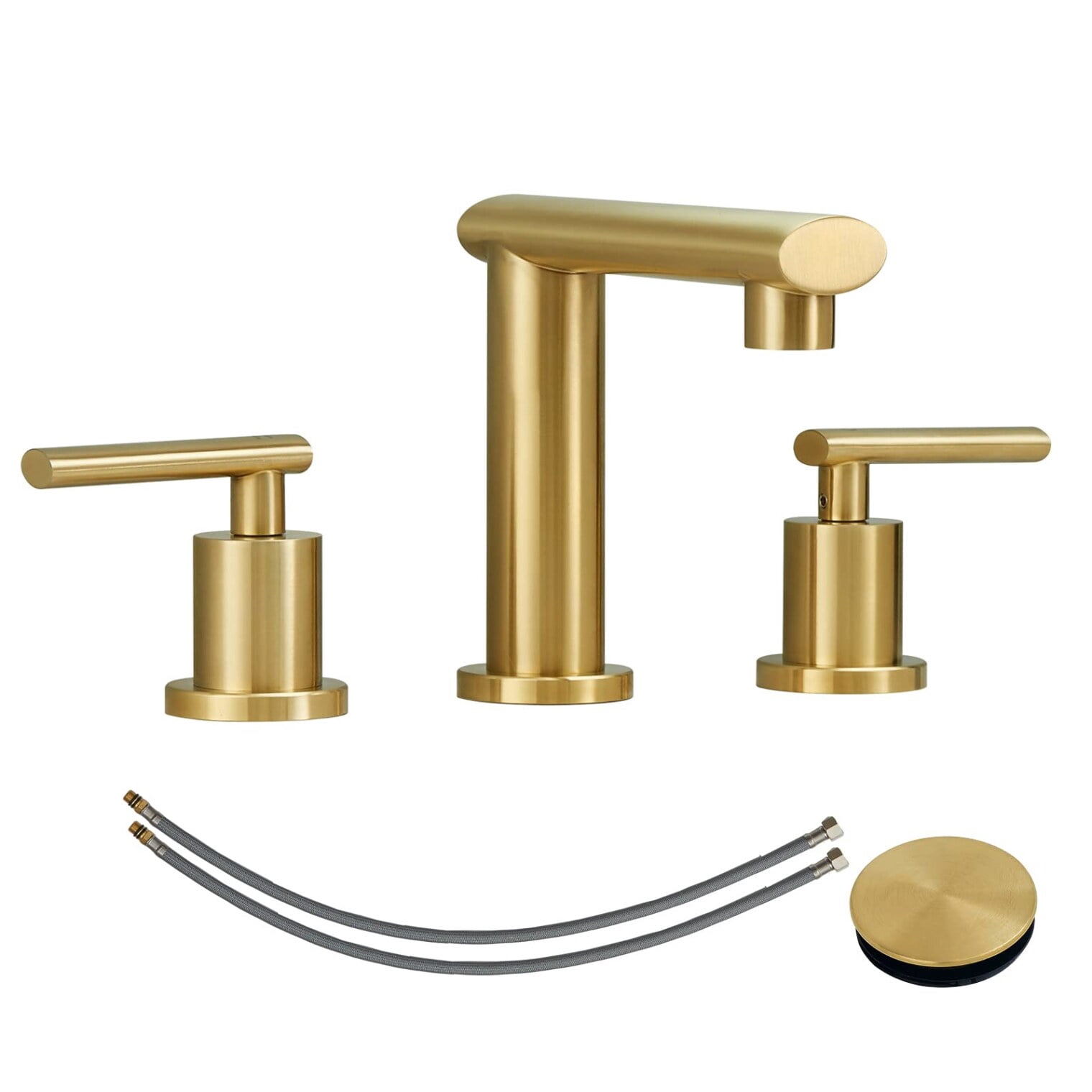 Brushed Gold Widespread Bathroom Faucet, Waterfall Bathroom Faucets for ...