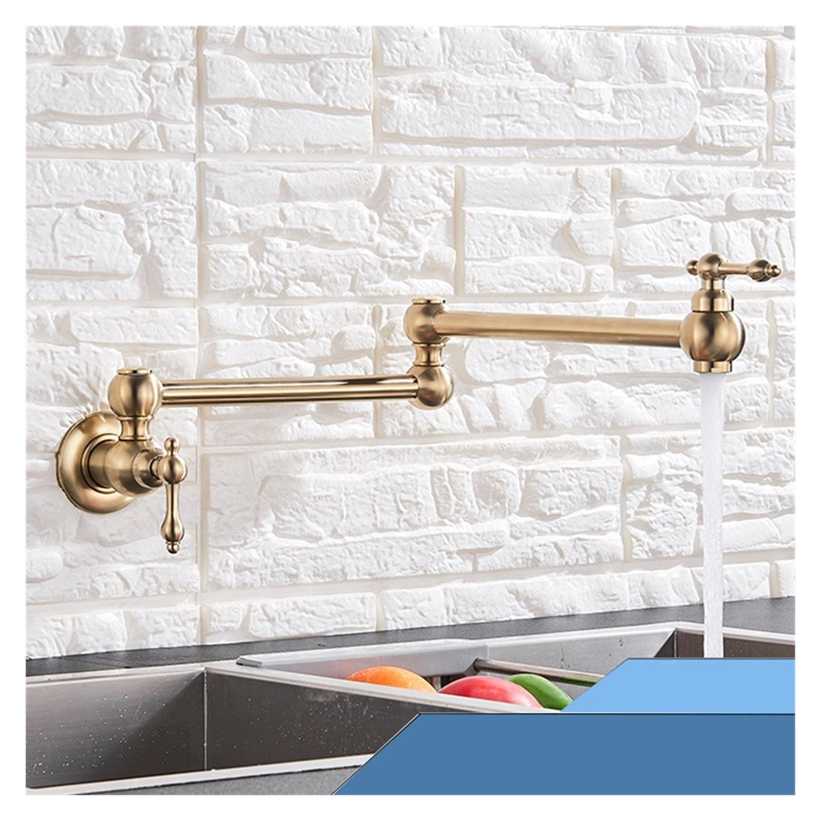 Brushed Golde Foldable Kitchen Faucet Single Cold Single Hole Sink Tap ...