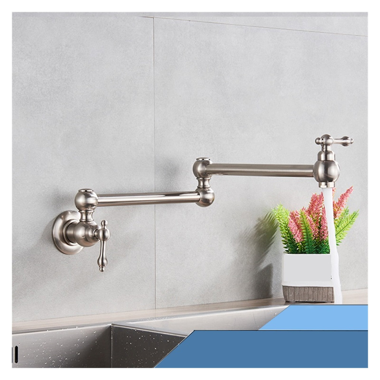 Brushed Golde Foldable Kitchen Faucet Single Cold Single Hole Sink Tap ...