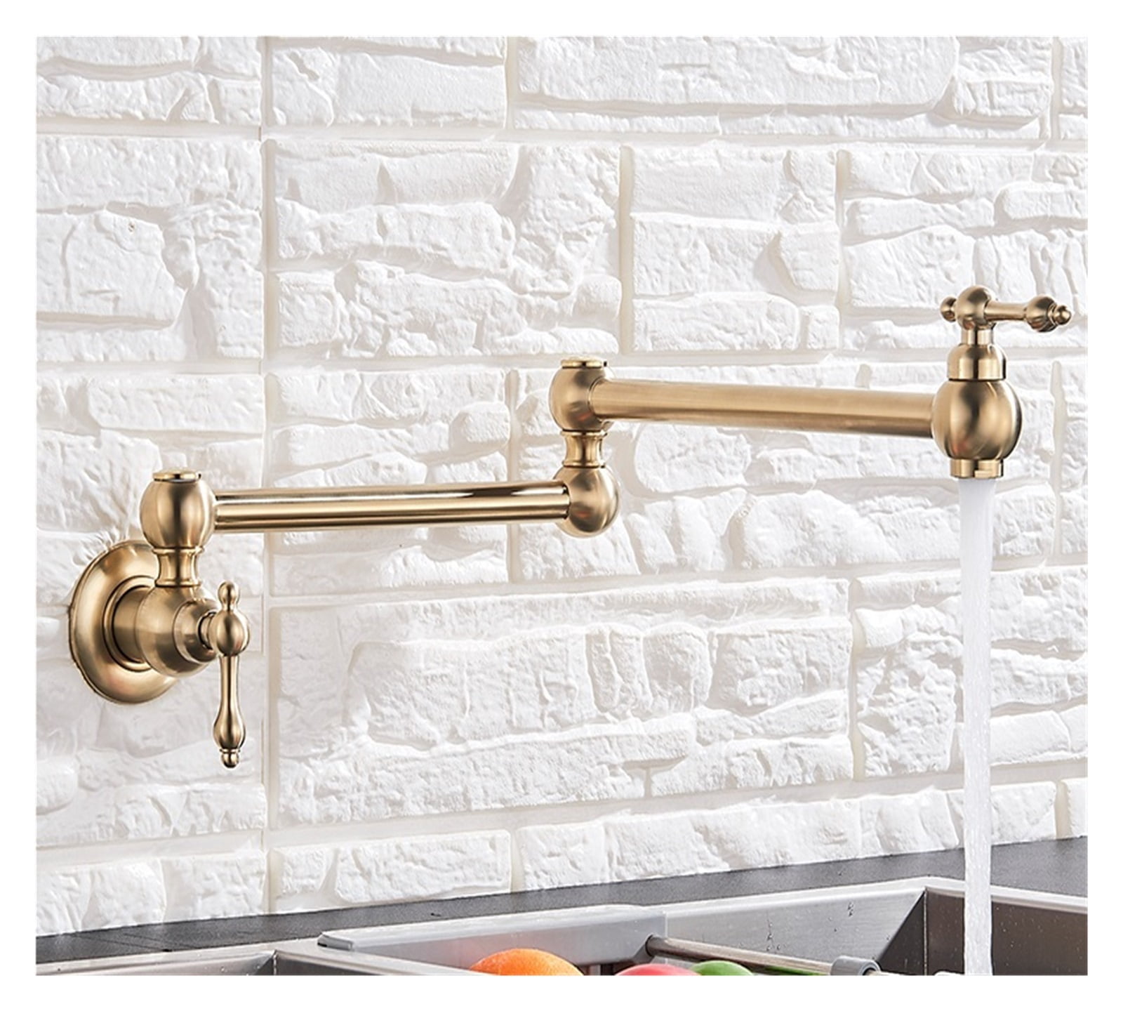 Brushed Golden Kitchen Faucet Single Cold Water Single Lever Foldable ...