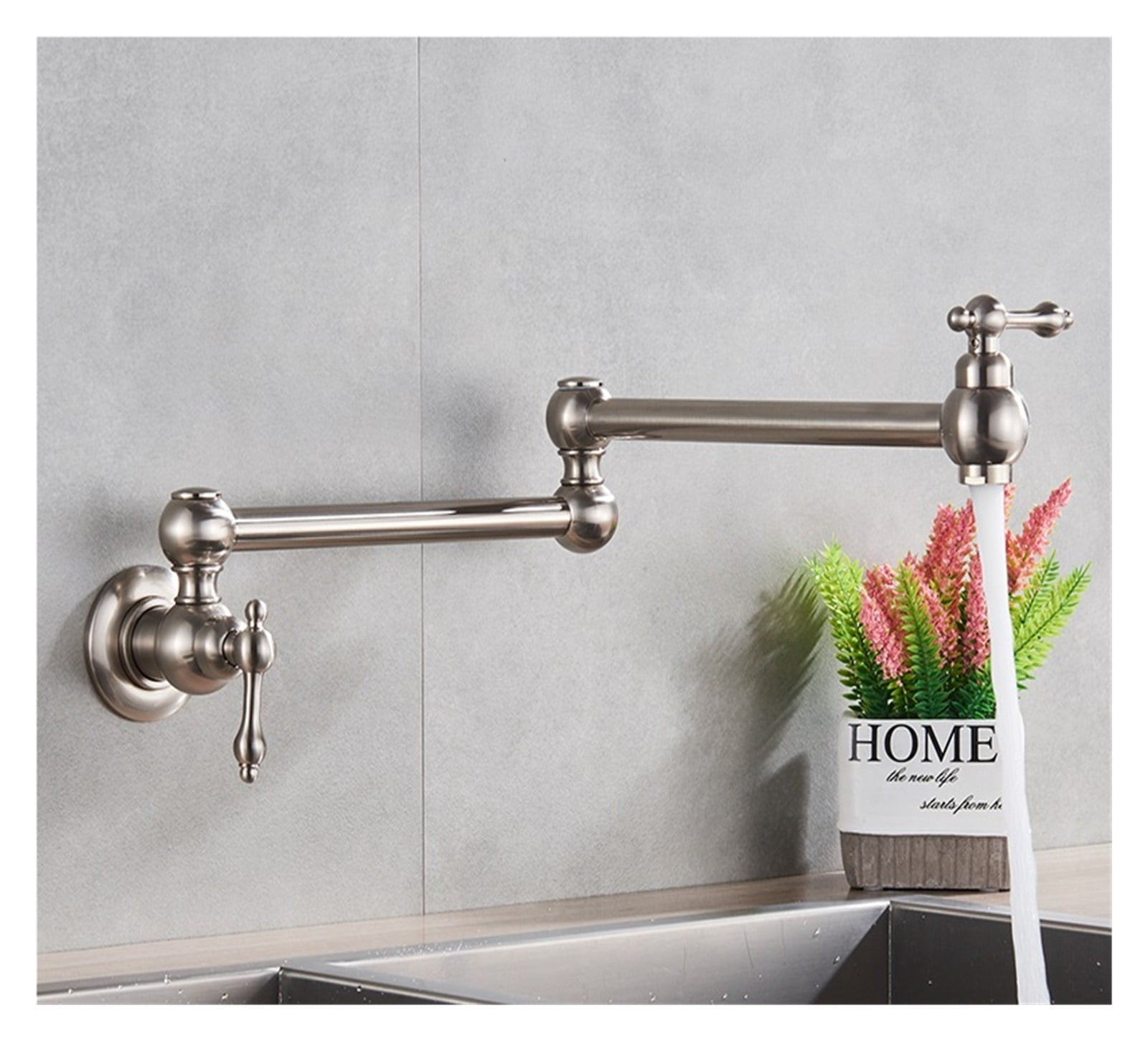 Brushed Golden Kitchen Faucet Single Cold Water Single Lever Foldable ...
