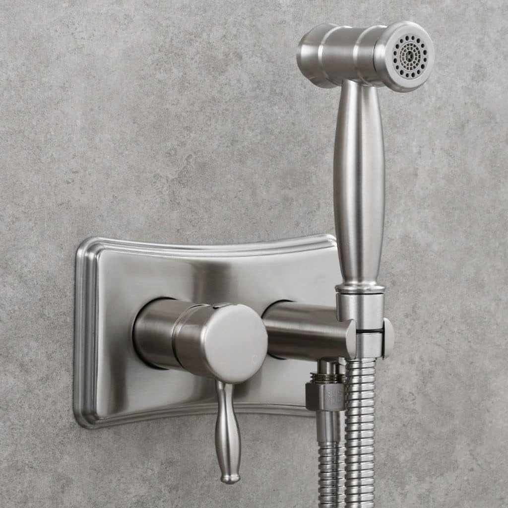 Brushed Hot Cold Mixer Bathroom ToiletFaucet Women Flusher Sprayer Kit ...