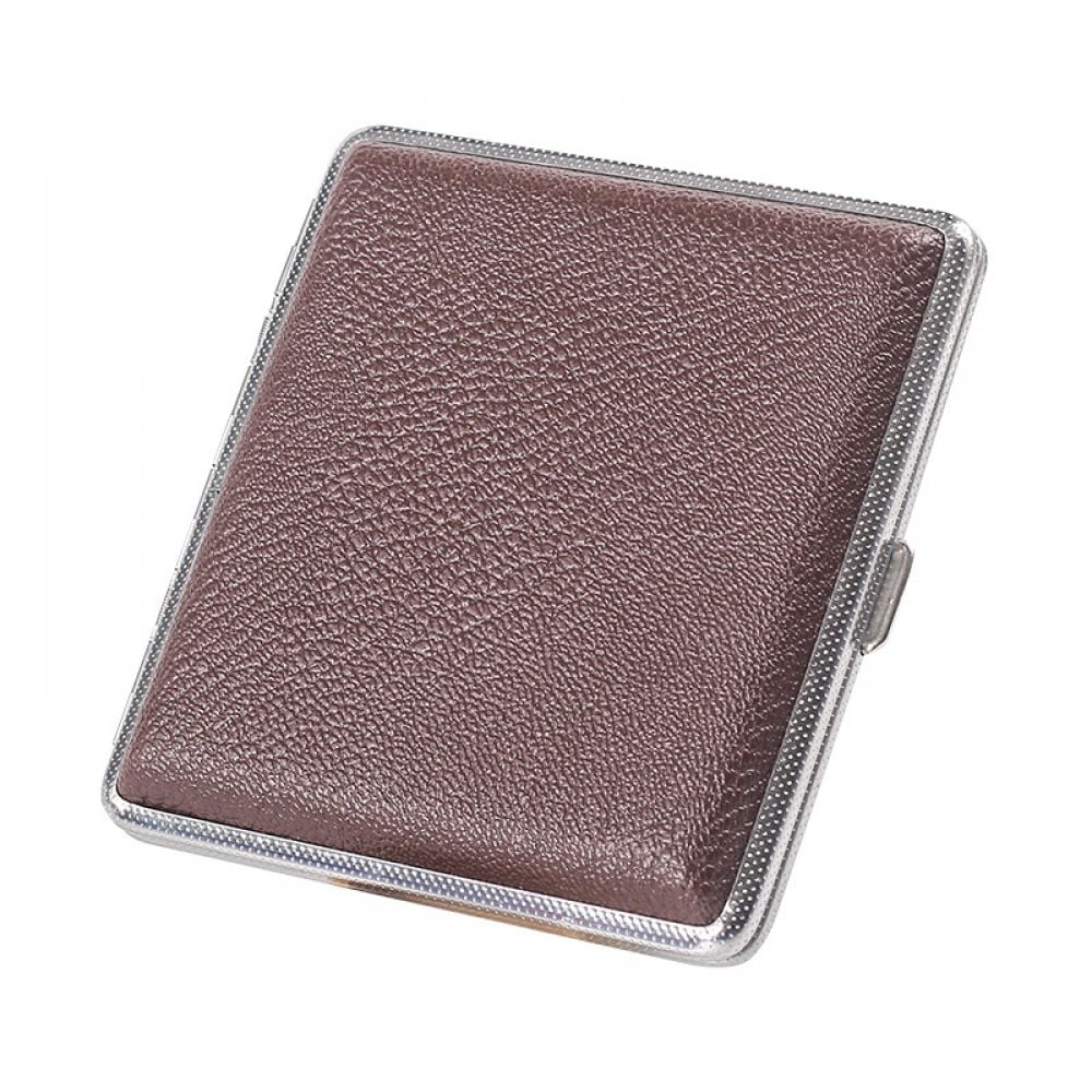 Brushed Metal Cigarette Case Leather & Steel Double Cigarette Holder ...