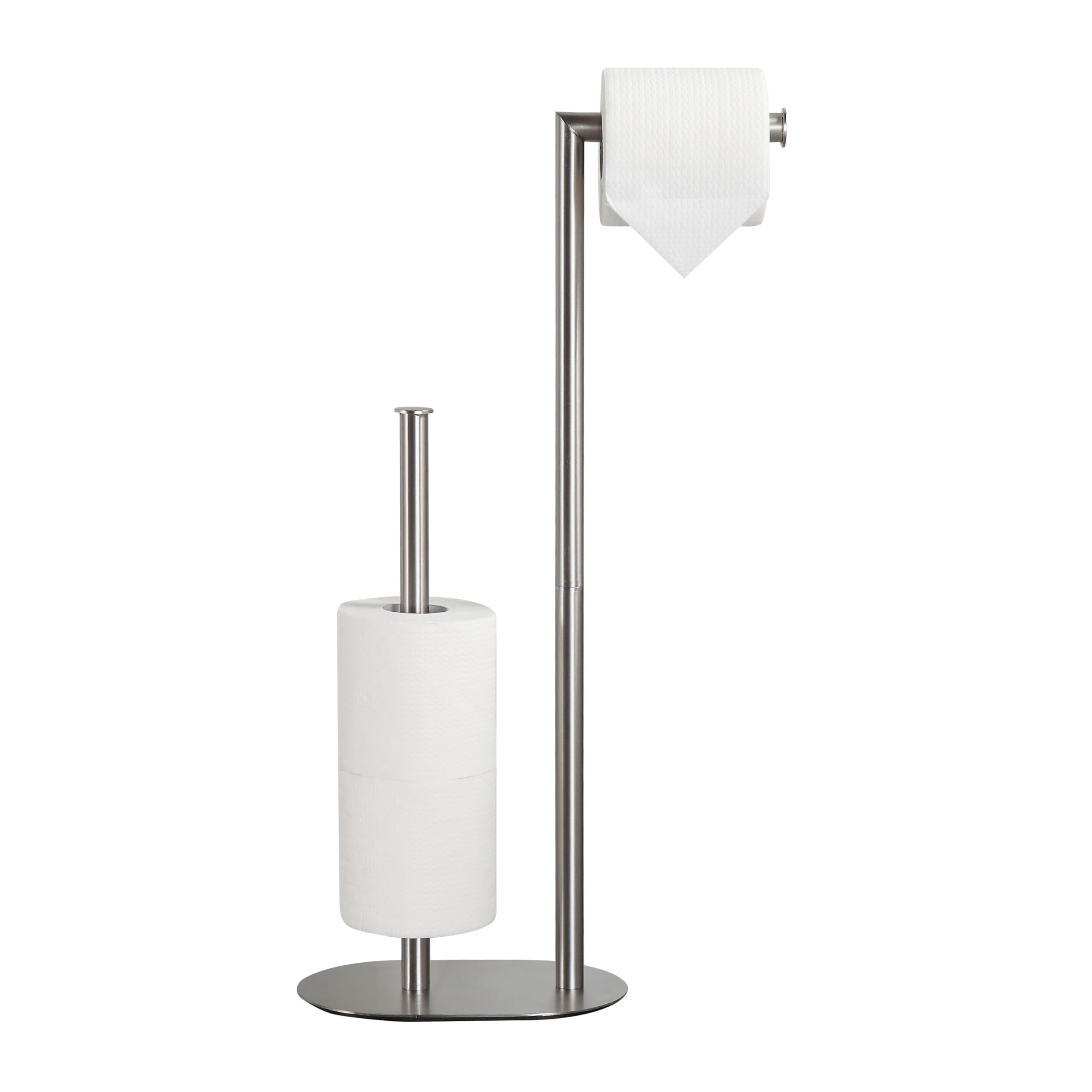 Brushed Nickel 1 Freestanding Toilet Paper Holder Bathroom Tissue Roll ...