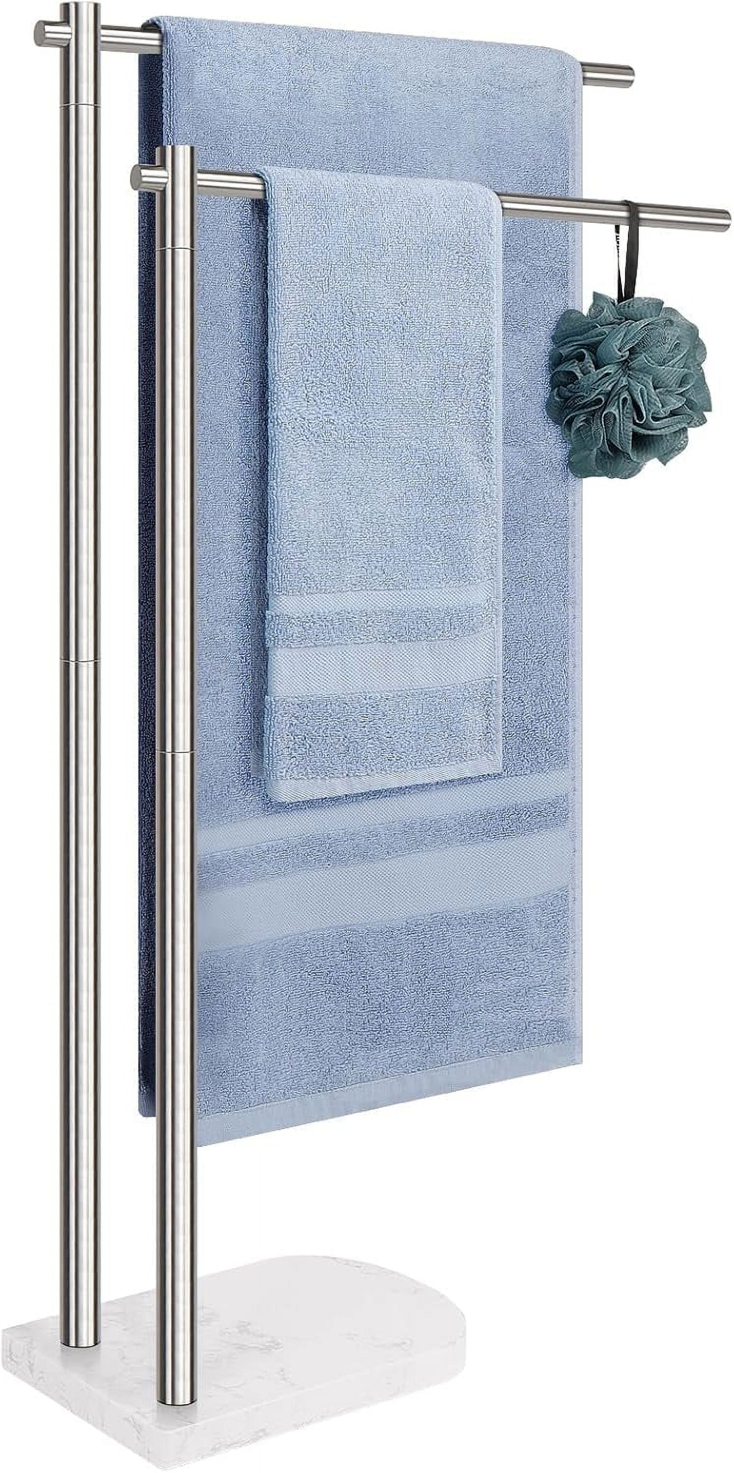 Brushed Nickel 304 Stainless Steel 2-Tier Freestanding Standing Towel ...