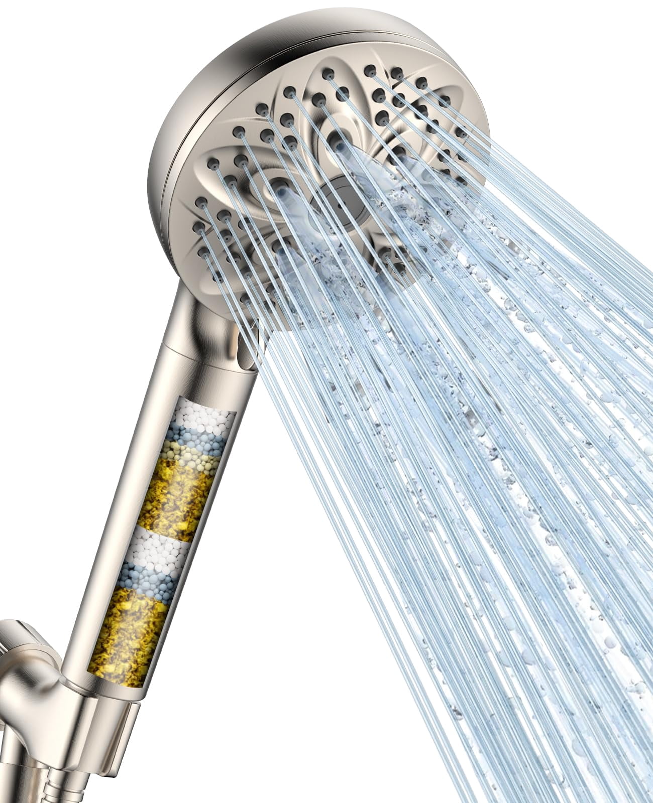 Brushed Nickel 6 Modes + Filter Handheld Shower Head with 59 Inch ...