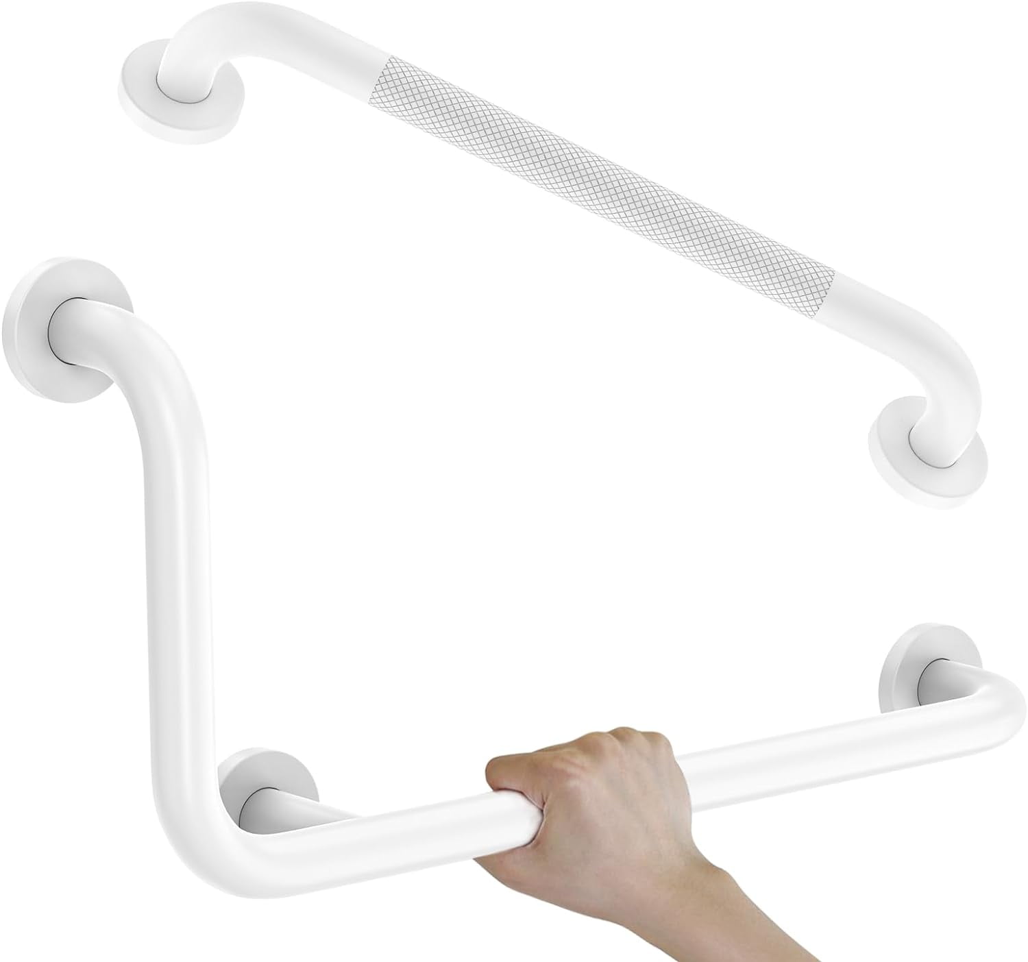 Brushed Nickel Angled Grab Bar 16 Inch, Zepolu Stainless Steel L-Shaped ...