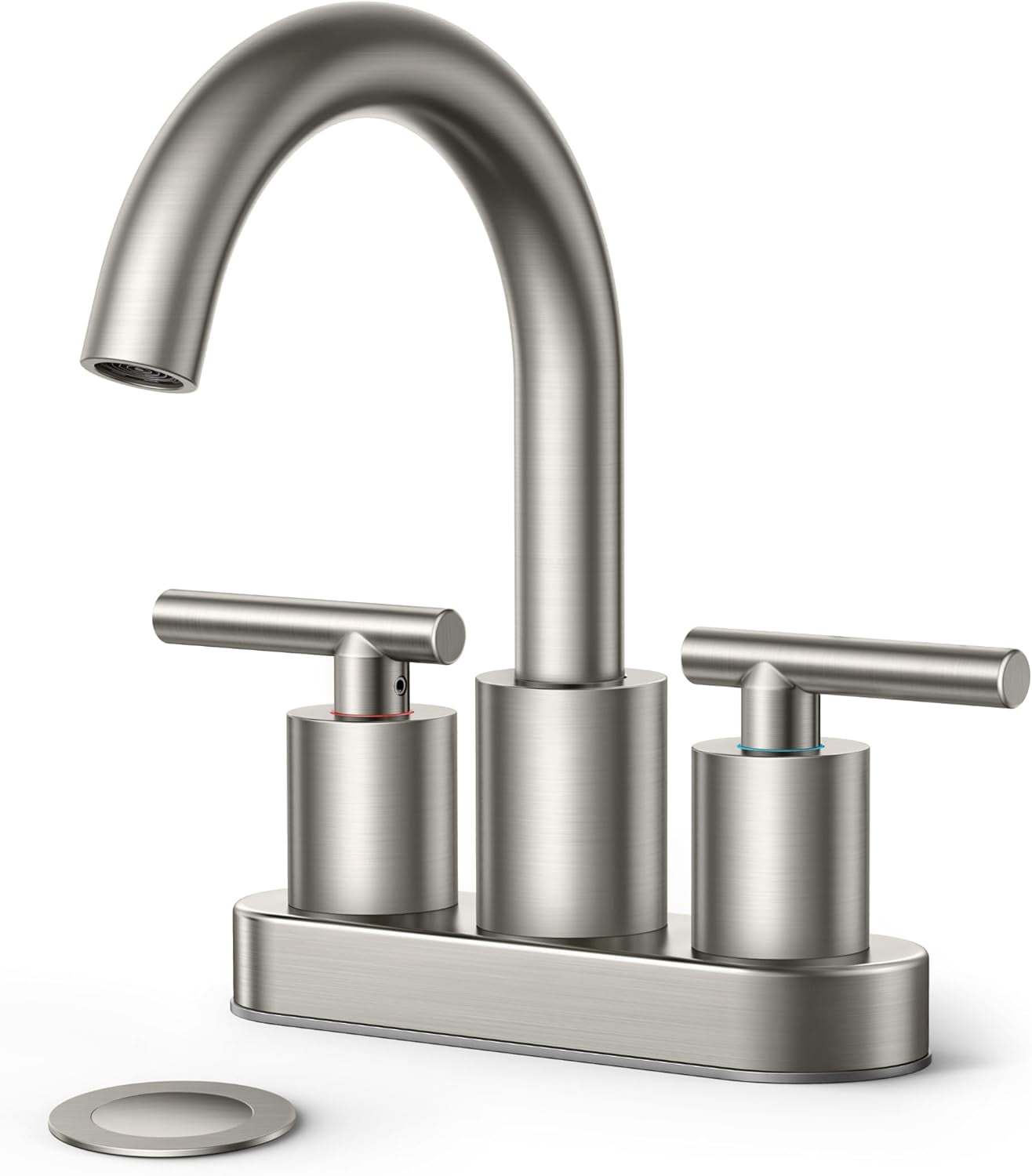 Brushed Nickel Bathroom Faucet 2 Hole, 4 Inch Centerset Bathroom Sink ...