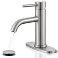 Brushed Nickel Bathroom Faucet Single Hole With Pop-up Drain And ...