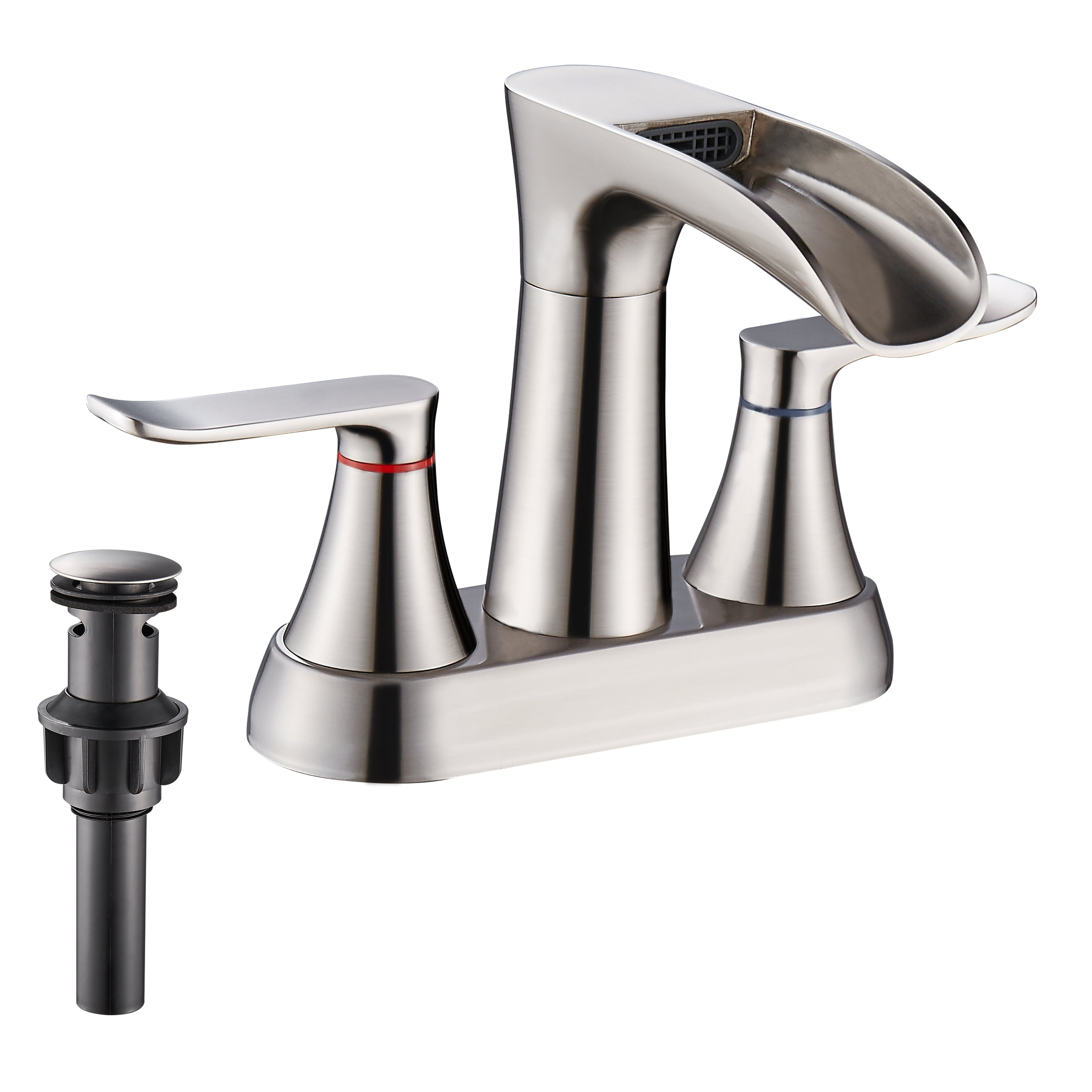 Brushed Nickel Bathroom Faucet,Yundoom 4 Inch Centerset Bathroom Faucet ...