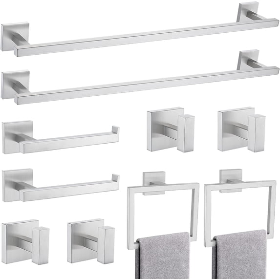 Brushed Nickel Bathroom Hardware Accessories Set 10 Pieces, 23.6 ...