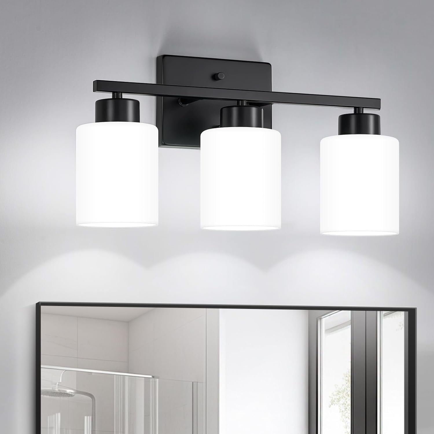 Brushed Nickel Bathroom Light Fixtures, 3-Light Modern Vanity Light ...