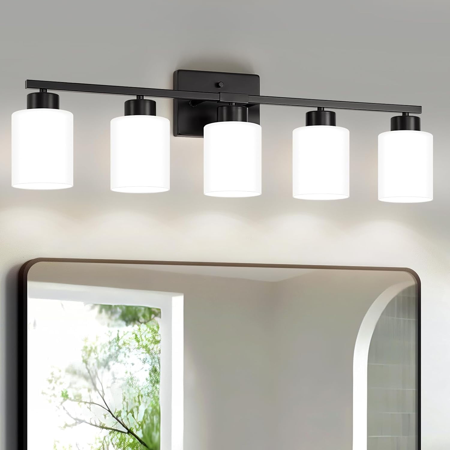 Brushed Nickel Bathroom Light Fixtures, 3-Light Modern Vanity Light ...