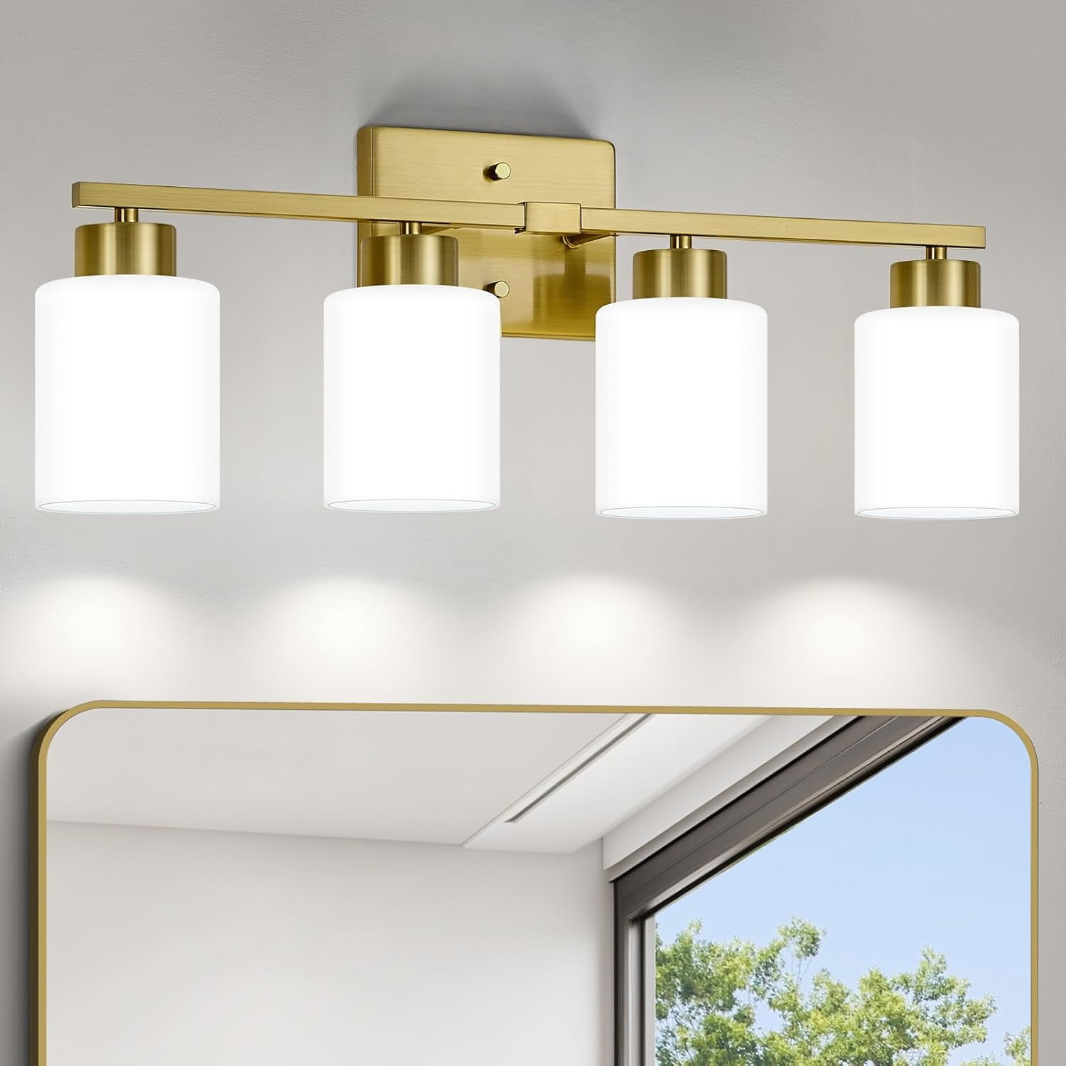 Brushed Nickel Bathroom Light Fixtures, 3-Light Modern Vanity Light ...