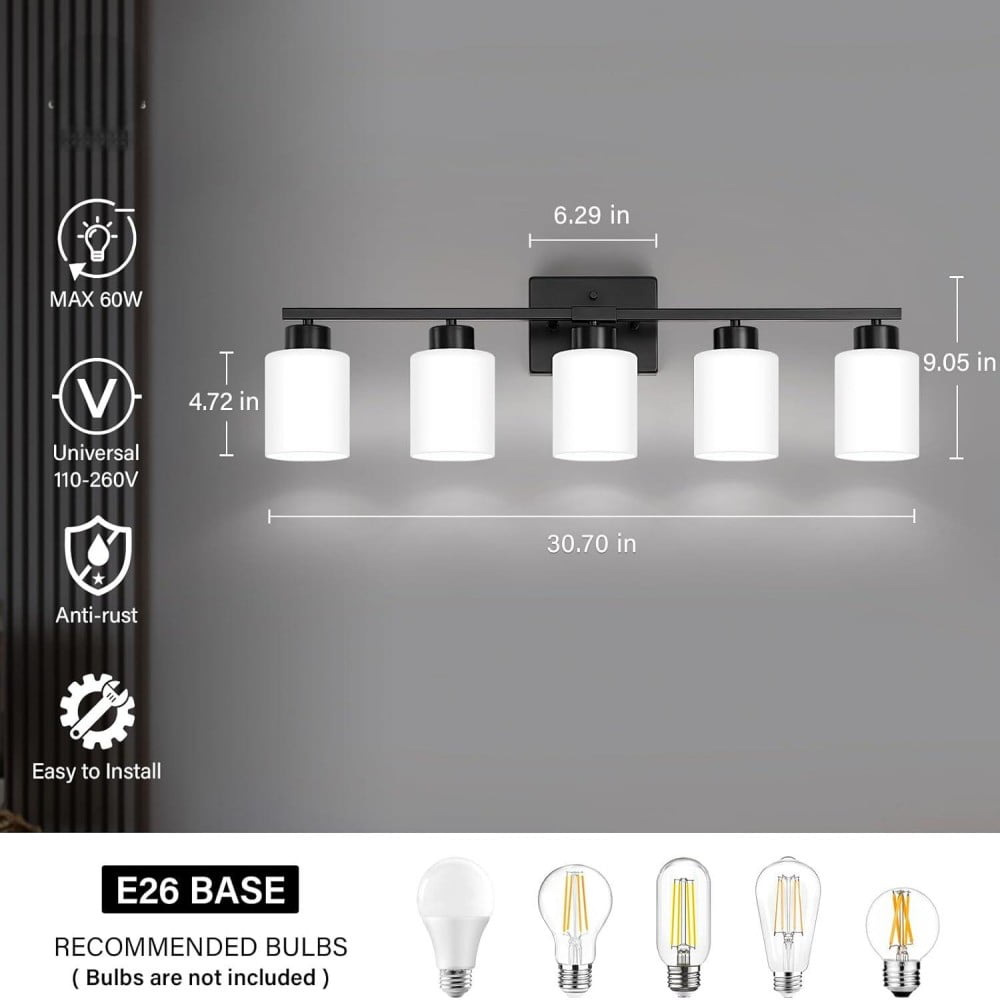 Brushed Nickel Bathroom Light Fixtures, 3-Light Modern Vanity Light ...