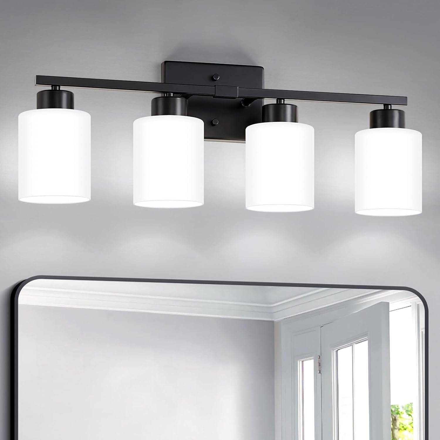 Brushed Nickel Bathroom Light Fixtures, 3-Light Modern Vanity Light ...