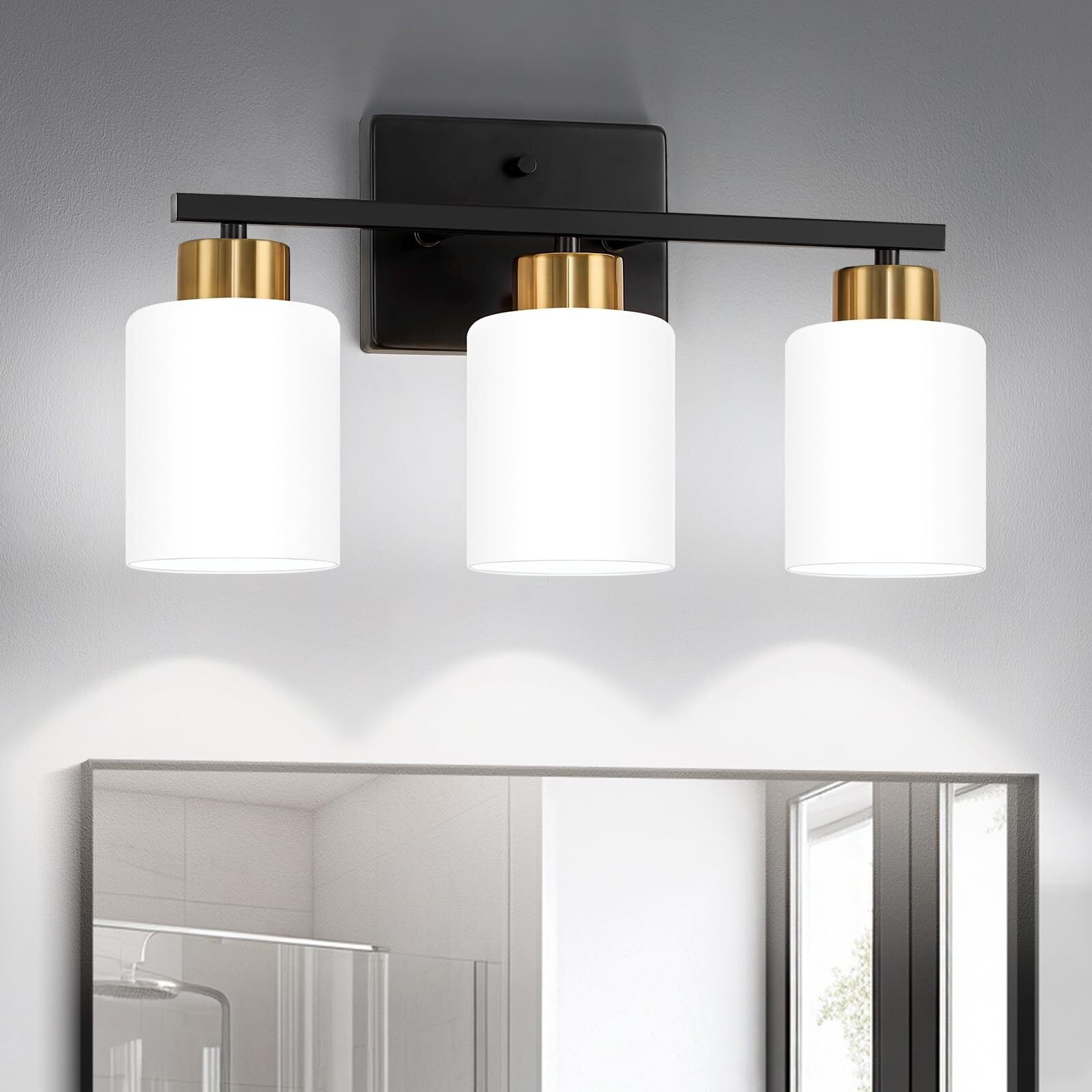 Brushed Nickel Bathroom Light Fixtures, 3-Light Modern Vanity Light ...