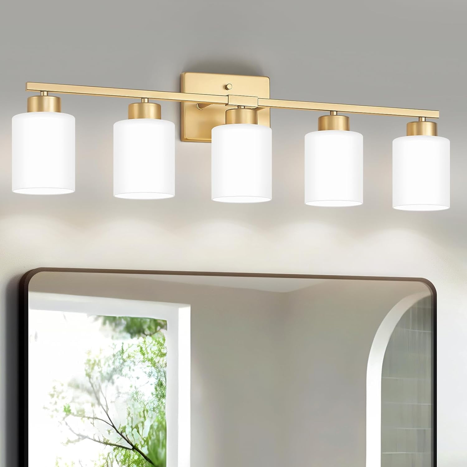 Brushed Nickel Bathroom Light Fixtures, 3-Light Modern Vanity Light ...