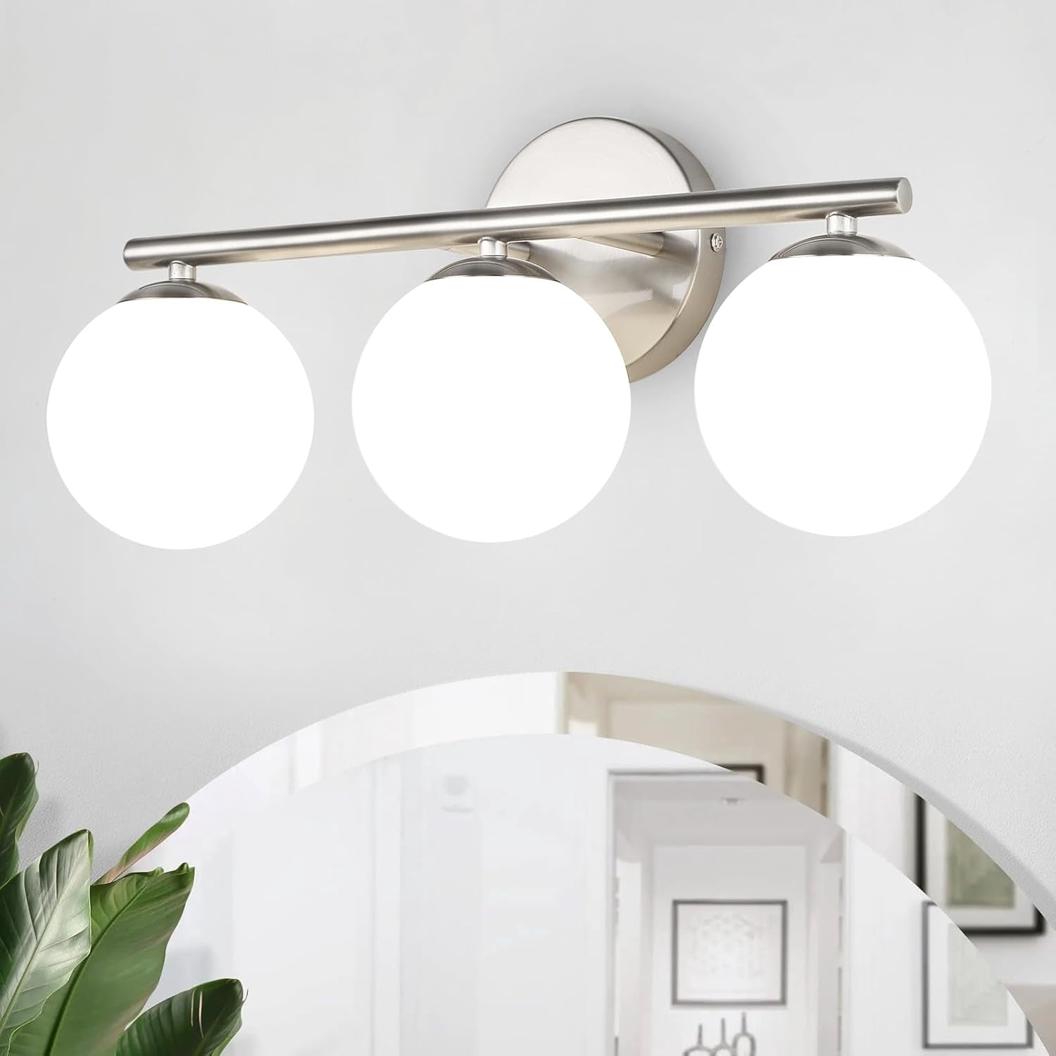 Brushed Nickel Bathroom Light Fixtures 3-Light Vanity Light with ...