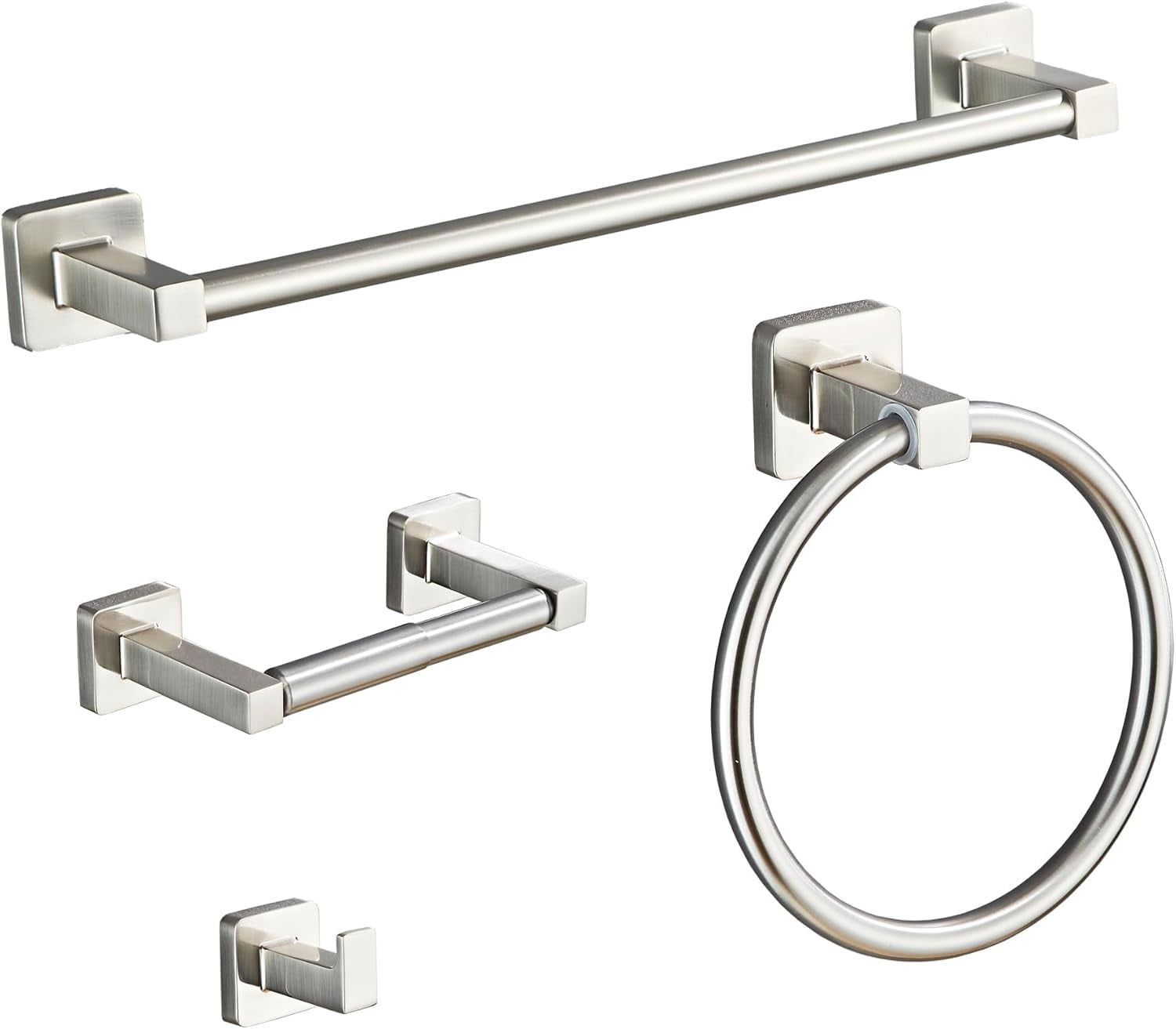 Brushed Nickel Bathroom Set 4 Pieces,Towel Bar Stainless Steel Wall ...