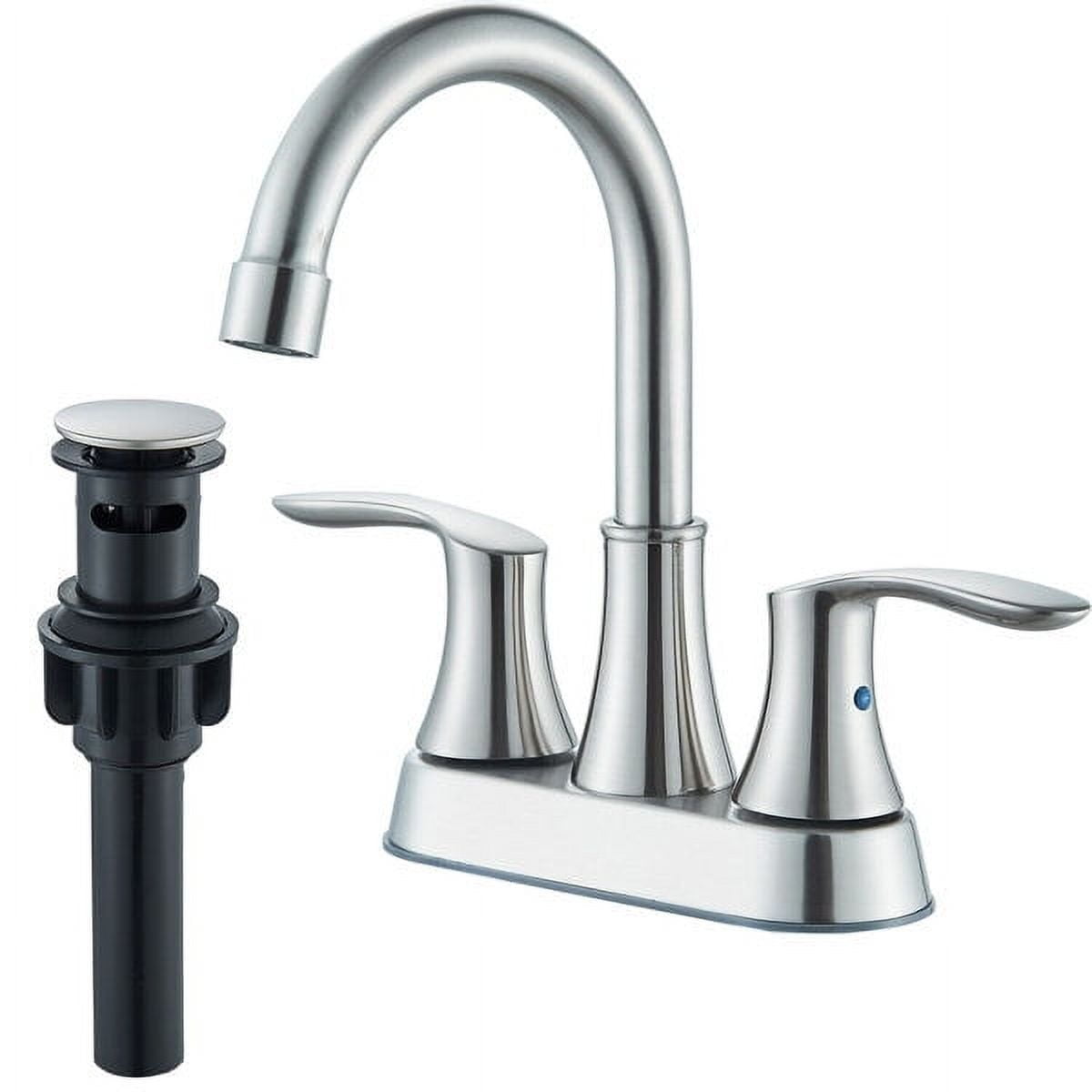 Brushed Nickel Bathroom Sink Faucet 2 Handle 4 Inch Centerset Vanity ...