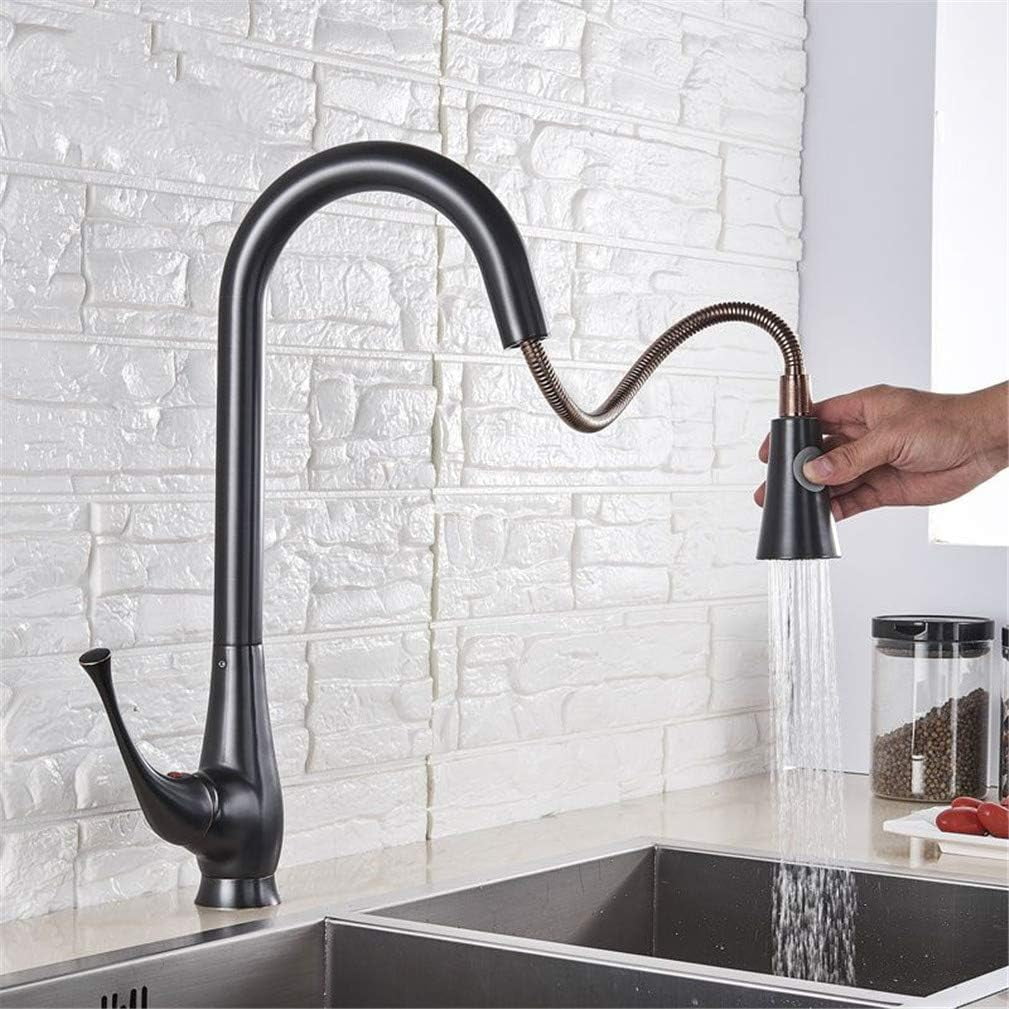 Brushed Nickel Black Orb Kitchen Faucet Pull Out Stream Spray Modes ...