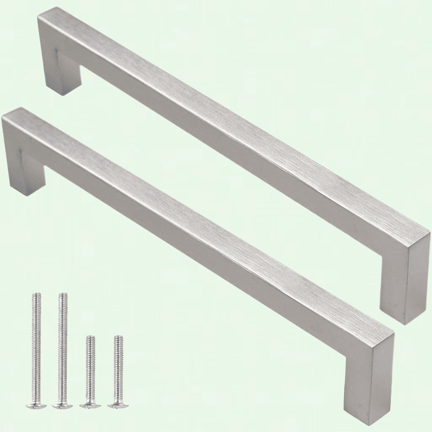 Brushed Nickel Cabinet Handles, 6 Pack Square Bar Pulls, 7.5-inch ...