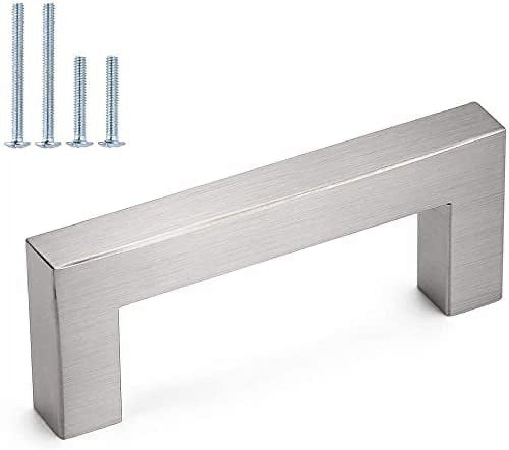 Brushed Nickel Cabinet Pulls - 2 Pack 7-1/2in Hole Centers Square Bar ...
