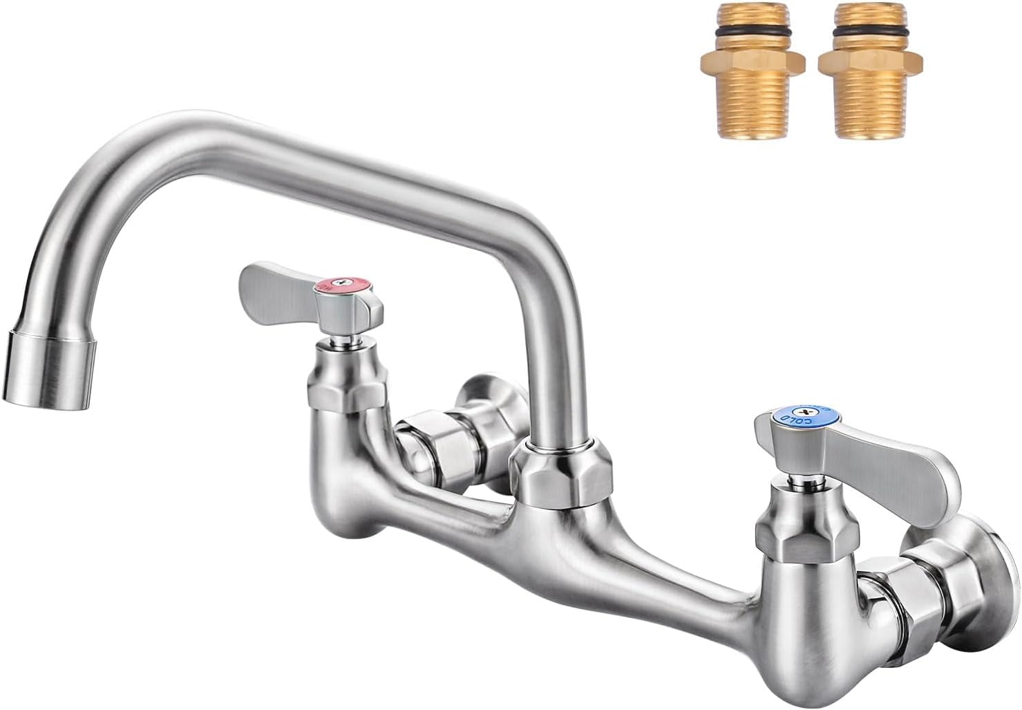 Brushed Nickel Commercial Sink Faucet with 8” Swivel Spout, 8" Center ...