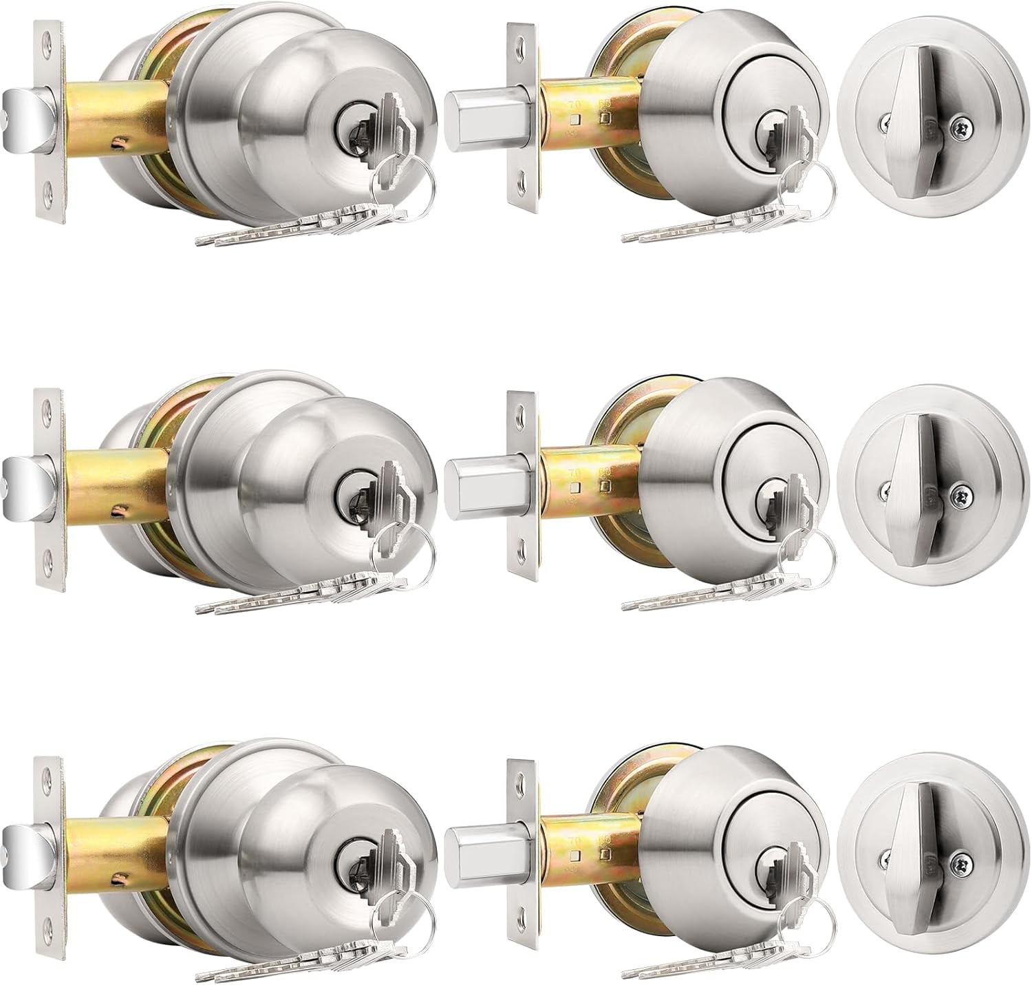 The Brushed Nickel Door Knob and Single Cylinder Deadbolt, Front Door ...