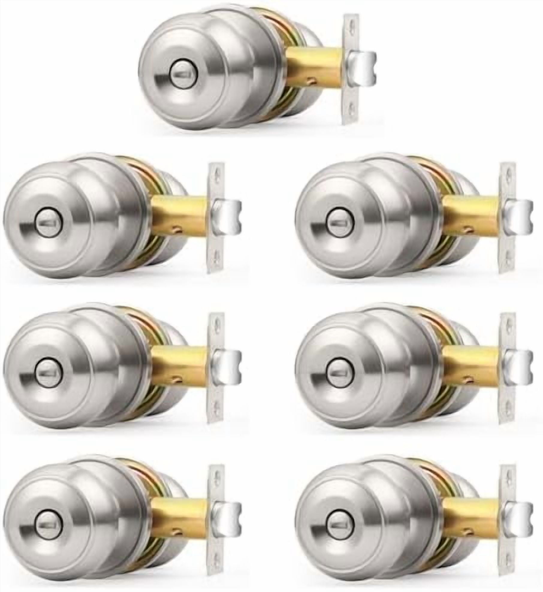 Brushed Nickel Door Knobs, Interior Door Knobs with Round Ball Knob ...