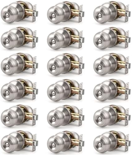 Brushed Nickel Door Knobs for Bedroom or Bathroom, Interior With Round ...