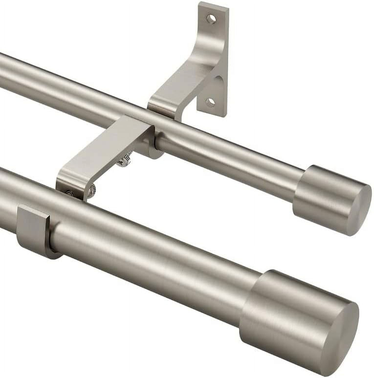 Brushed Nickel Double Curtain Rods, 36-72 Inch, Adjustable, Iron, Wall ...