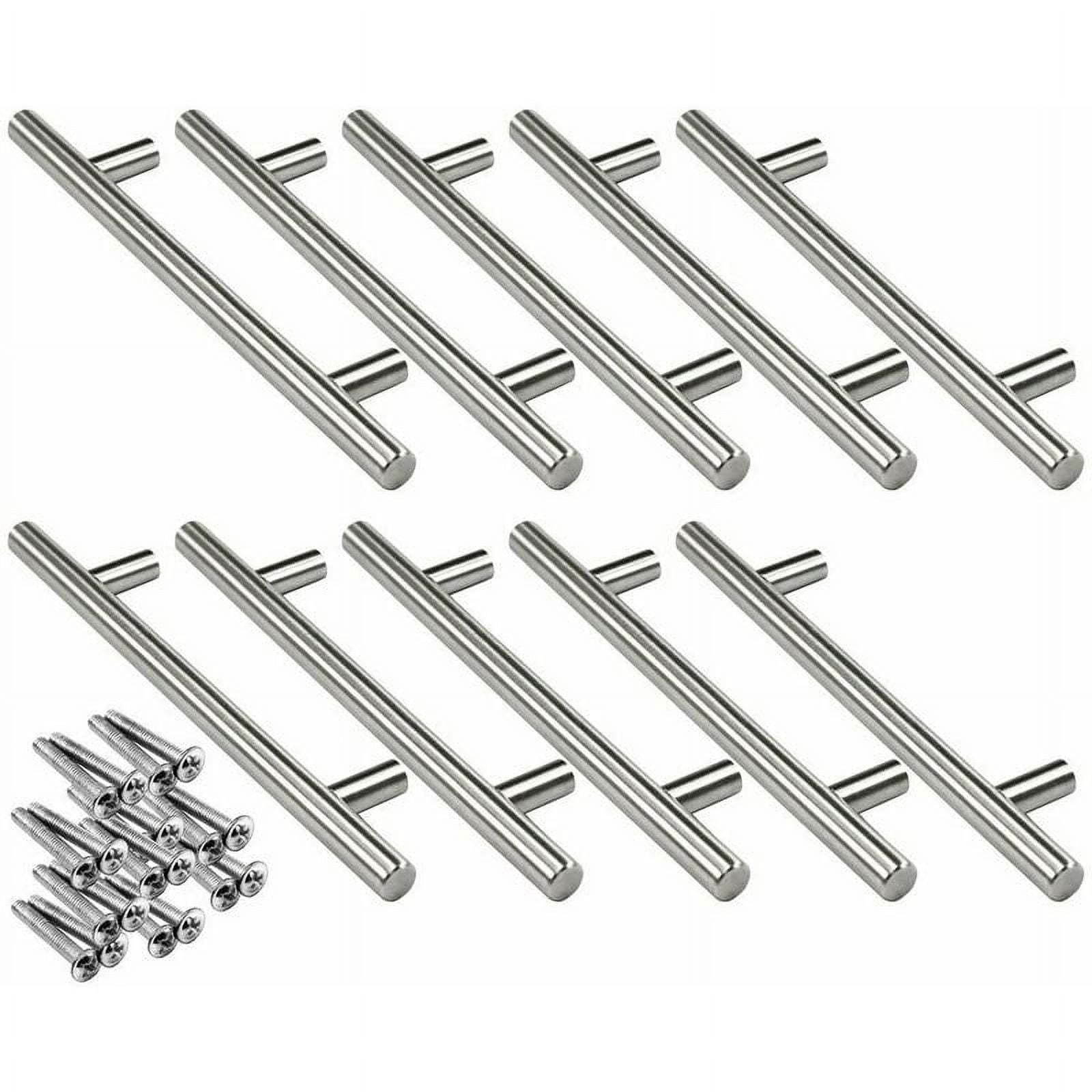 Brushed Nickel Finish Steel Bar Pulls, T Bar Design for a Stylish ...