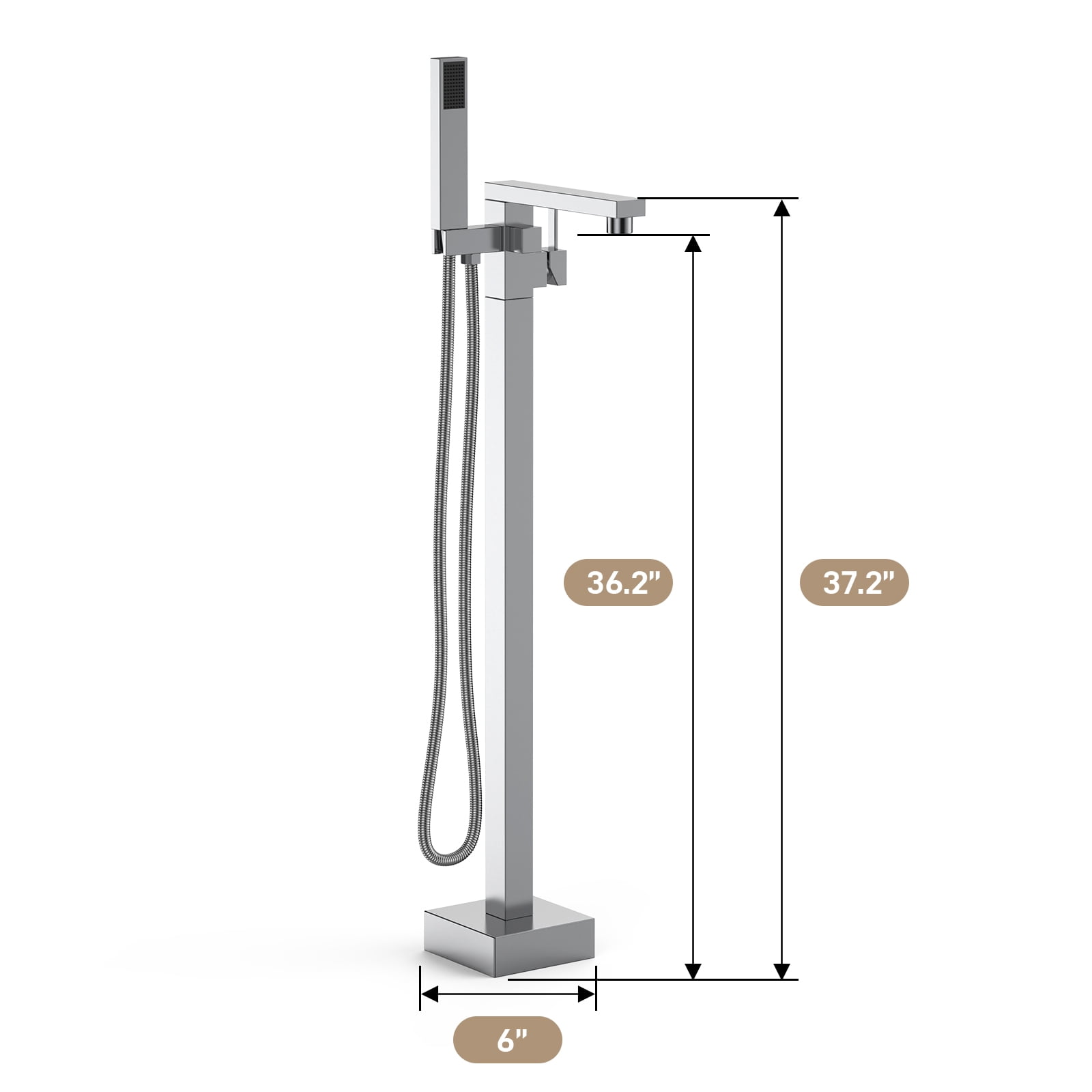 Brushed Nickel Freestanding Bathtub Faucet, Floor Mount Tub Filler ...