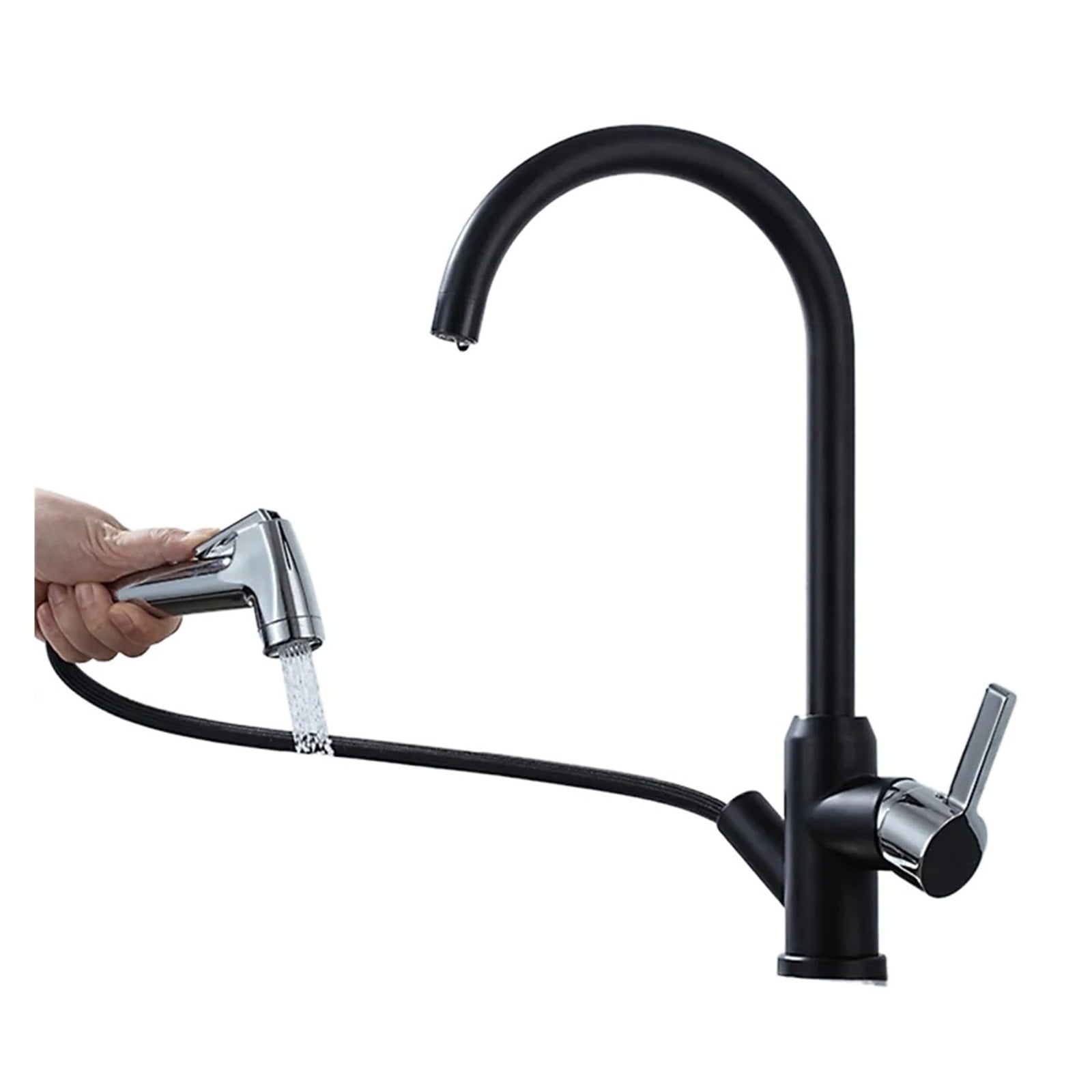 Brushed Nickel Kitchen Faucet, Flexible Pull Out Nozzle Kitchen Sink ...