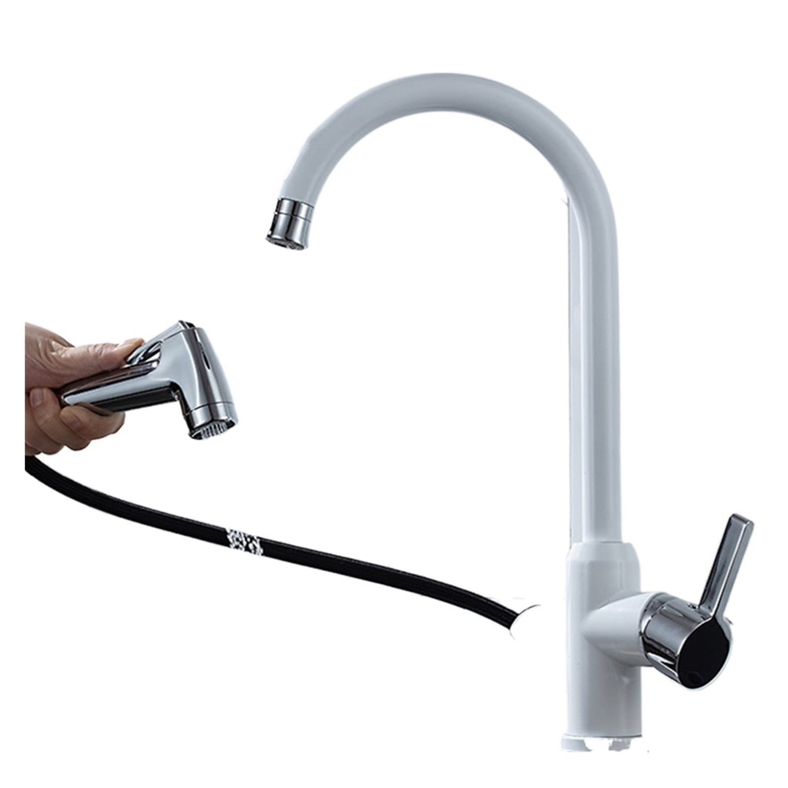 Brushed Nickel Kitchen Faucet, Flexible Pull Out Nozzle Kitchen Sink ...