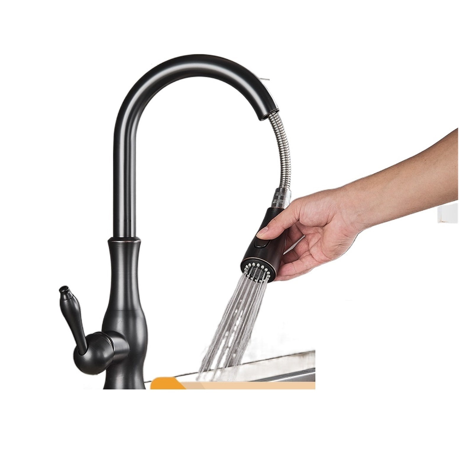 Brushed Nickel Kitchen Faucet Pull Out Kitchen Mixer Tap Single Handle ...